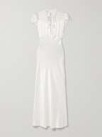 RODARTE Lace-trimmed silk-satin midi dress | NET-A-PORTER