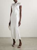 RODARTE Lace-trimmed silk-satin midi dress | NET-A-PORTER