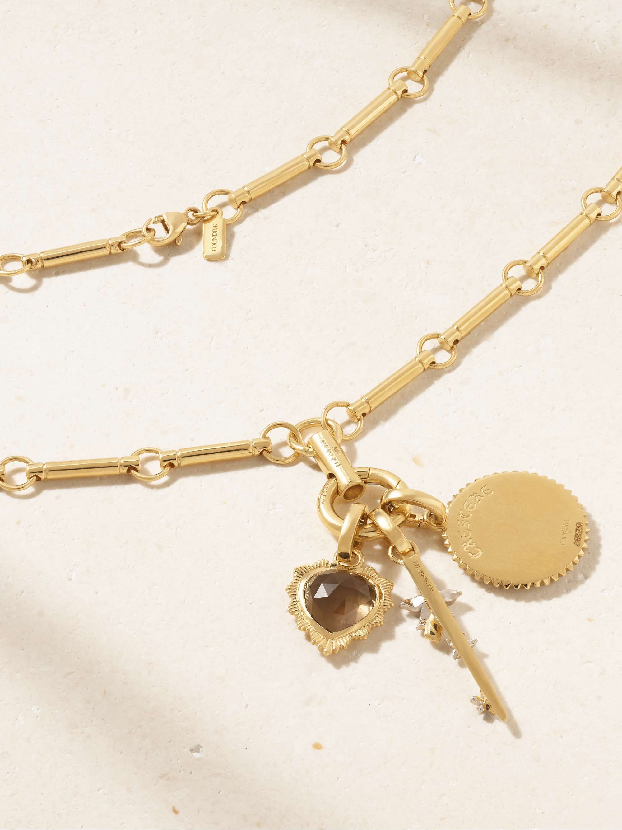 FOUNDRAE 18-karat gold, enamel, diamond and quartz necklace FOUNDRAE 18-karat gold, enamel, diamond and quartz necklace