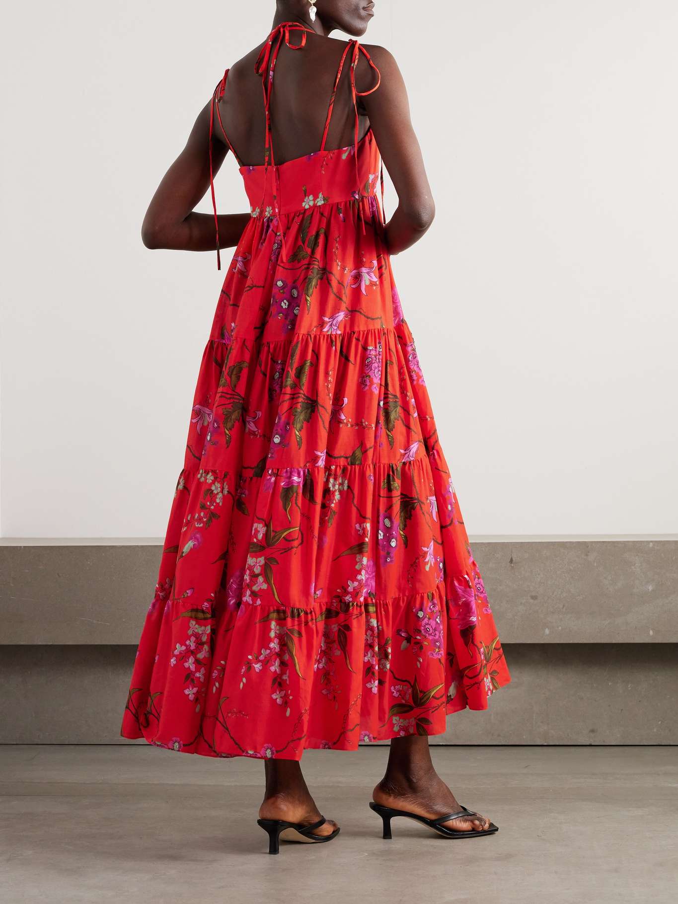 ERDEM Floral-print tiered cotton-poplin maxi dress | NET-A-PORTER