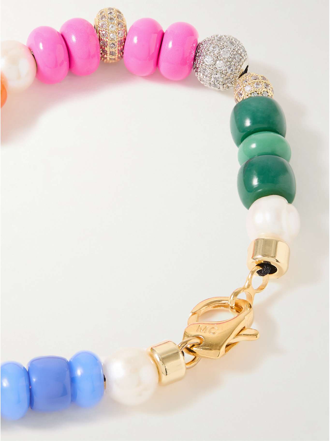 Gold Optimist gold-plated, crystal, enamel and pearl bracelet | MARTHA ...