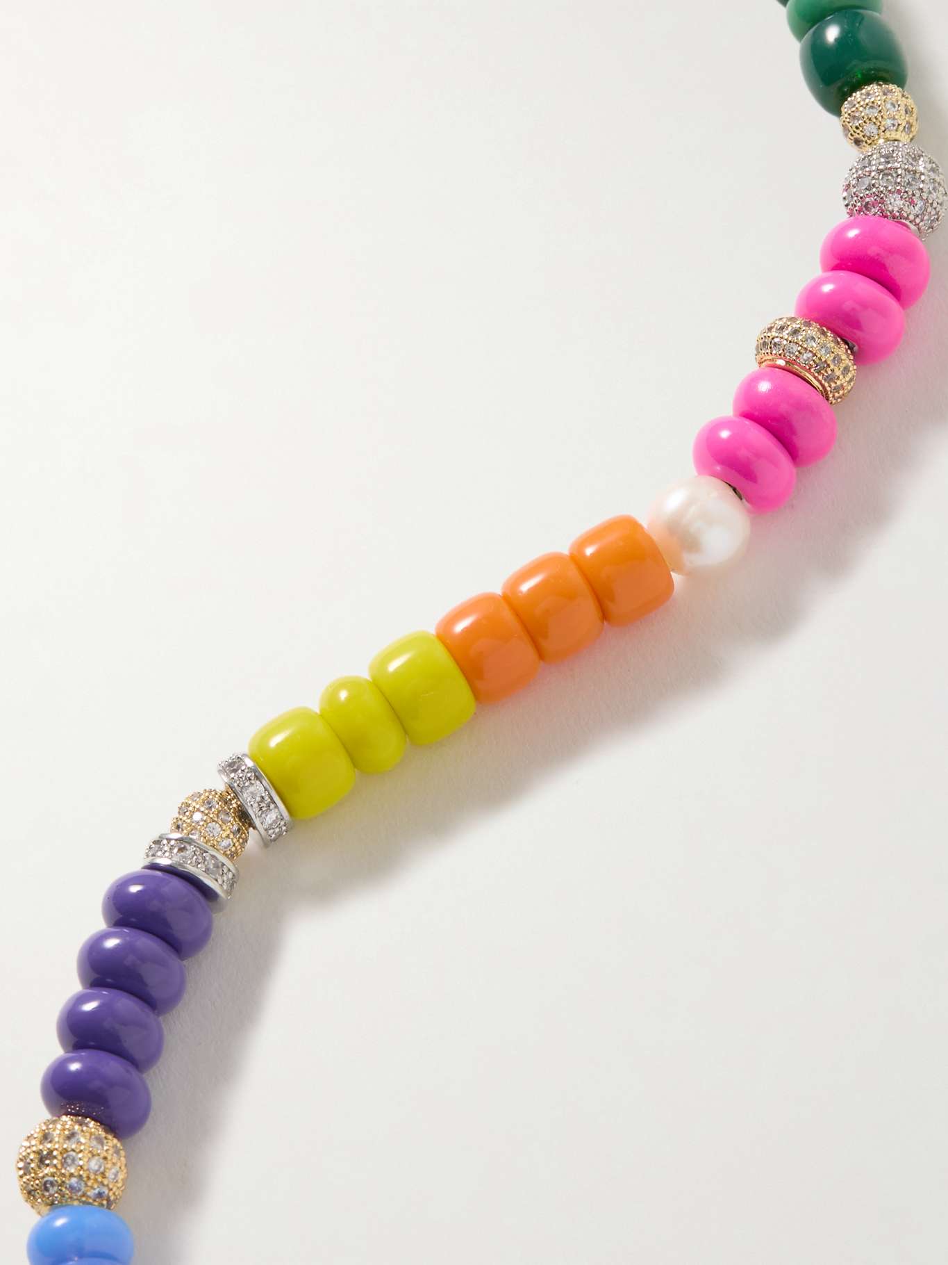 Gold Optimist gold-plated, crystal, enamel and pearl bracelet | MARTHA ...