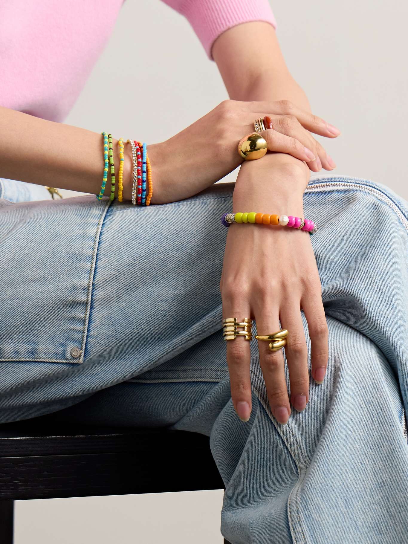 Gold Optimist gold-plated, crystal, enamel and pearl bracelet | MARTHA ...