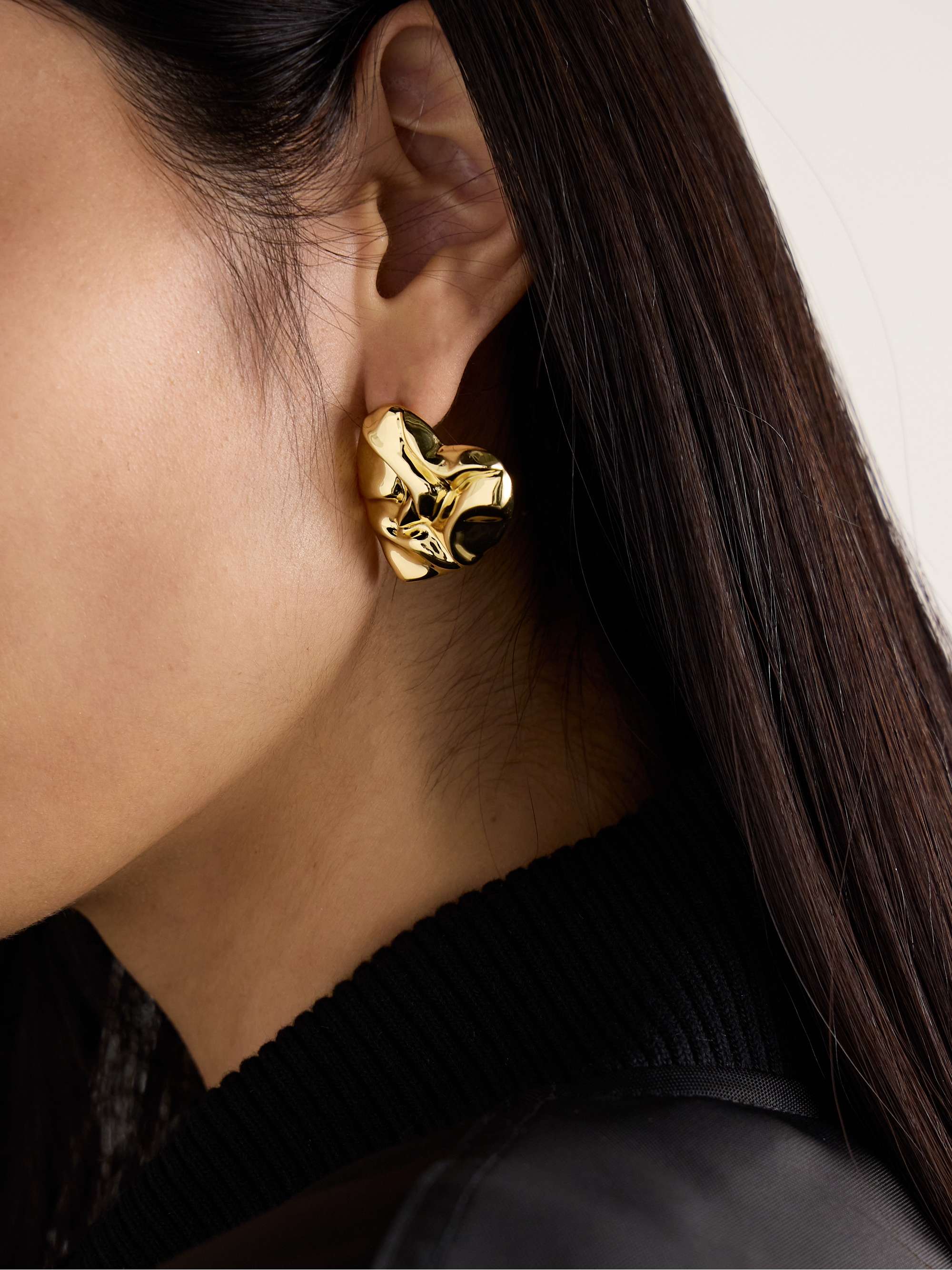 MARTHA CALVO Hammered Heart gold-plated earrings | NET-A-PORTER