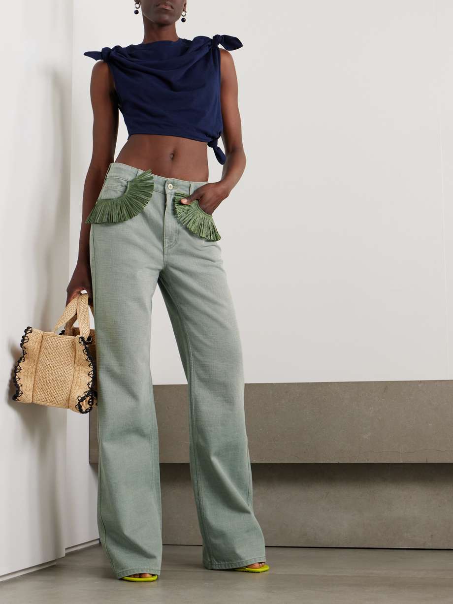 Green + Paula's Ibiza fringed high-rise straight-leg jeans | LOEWE ...