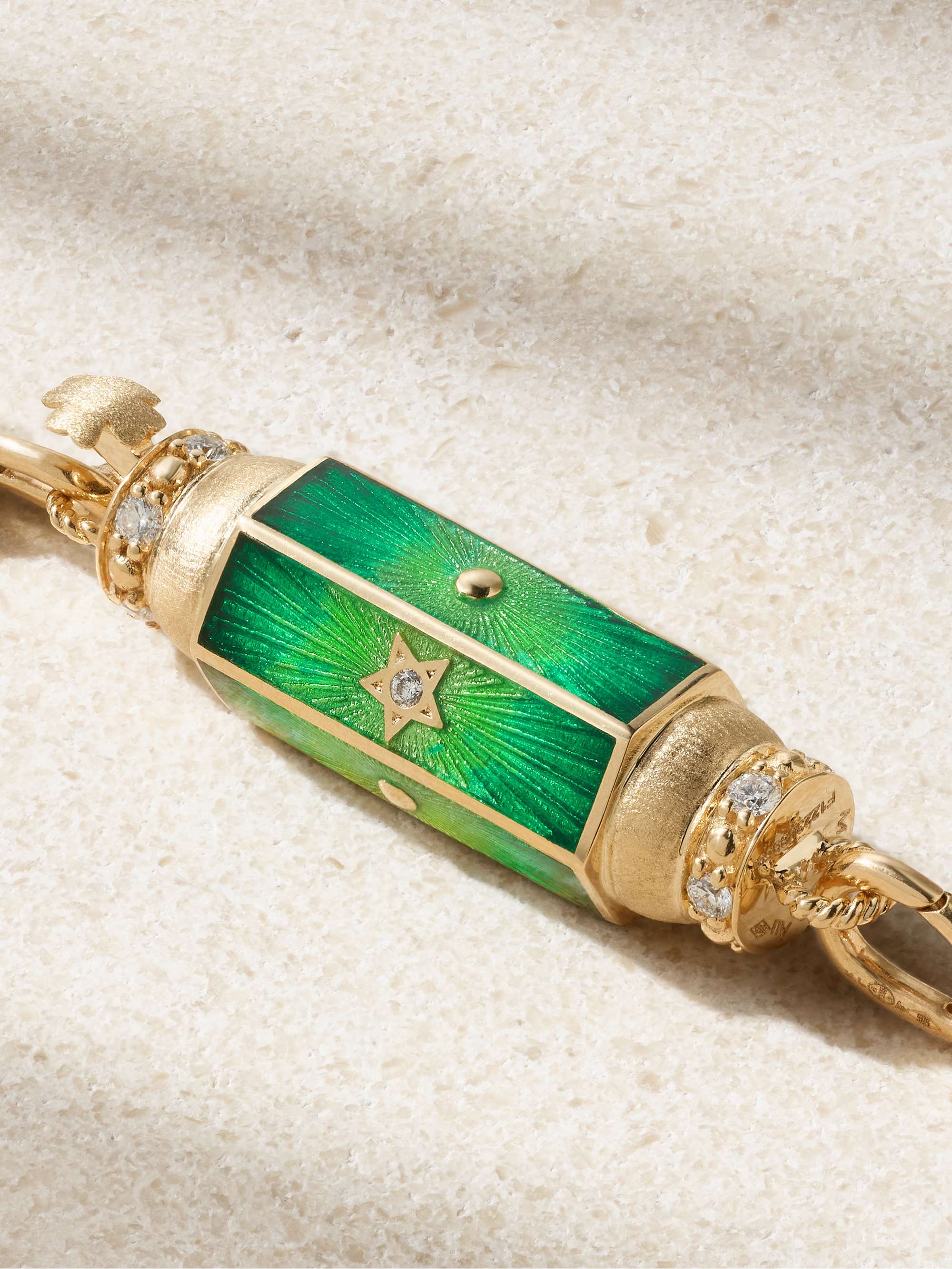 MARIE LICHTENBERG Baby Locket 14-karat gold, enamel, diamond and pearl ...