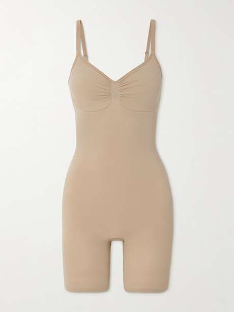 SKIMS Seamless Sculpt Mid Thigh Bodysuit - Clay | NET-A-PORTER