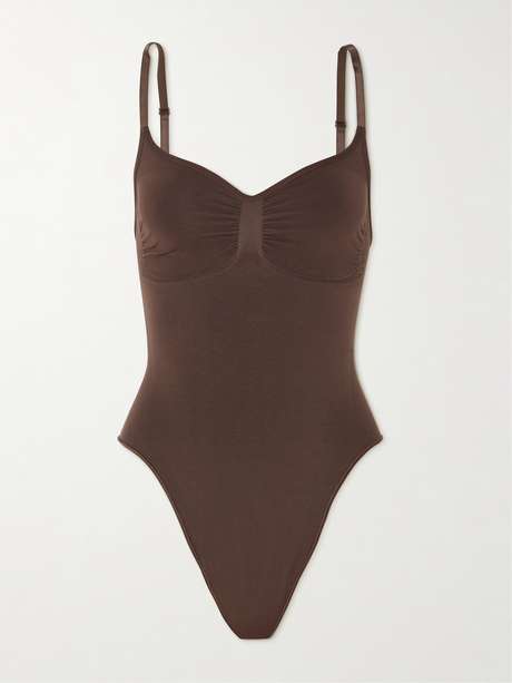 SKIMS Seamless Sculpt Thong Bodysuit - Cocoa | NET-A-PORTER