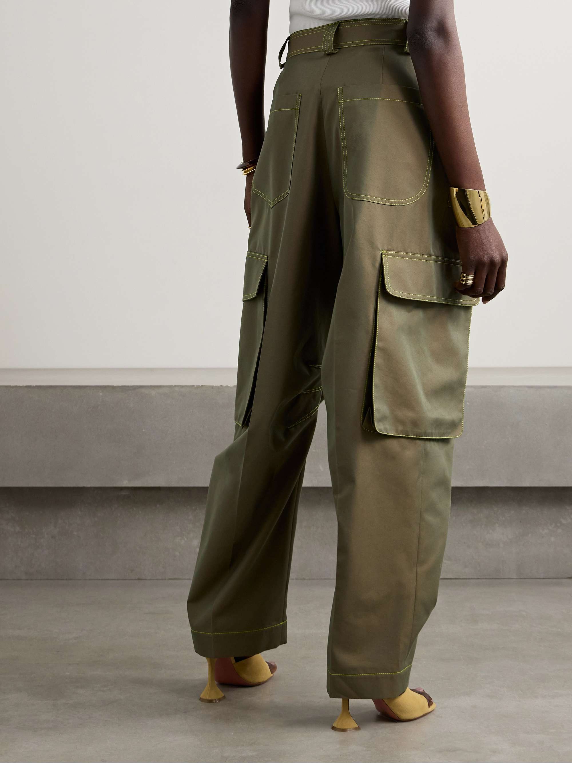 CHRISTOPHER JOHN ROGERS Belted cotton-blend twill tapered cargo pants ...