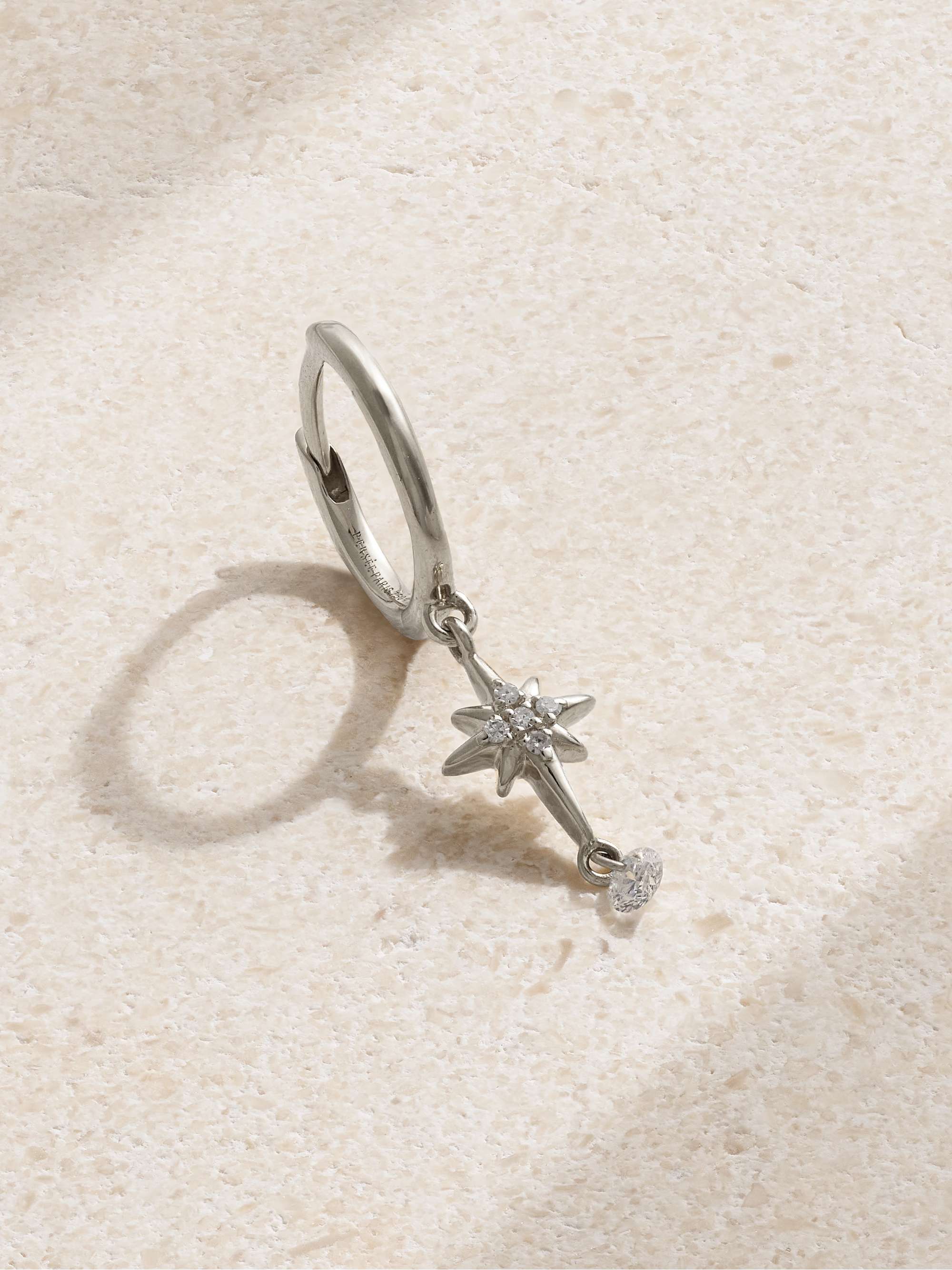 PERSÉE North Star 18-karat white gold diamond single hoop earring | NET ...