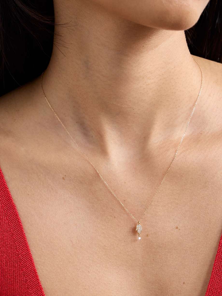 PERSÉE Hand of Fatima 18-karat gold diamond necklace | NET-A-PORTER