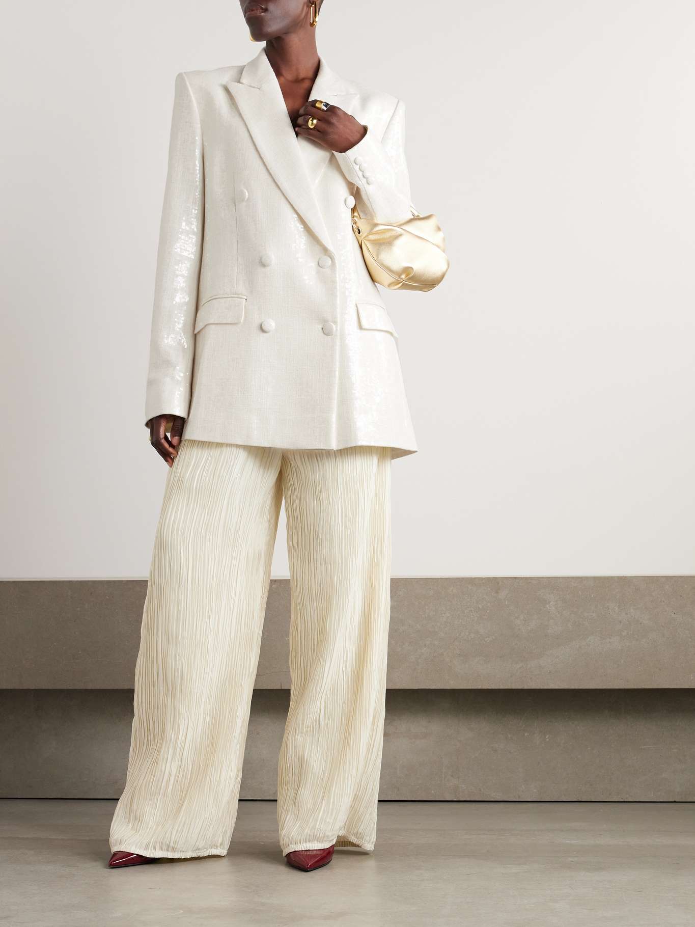 DIMA AYAD Double-breasted sequined gauze blazer | NET-A-PORTER