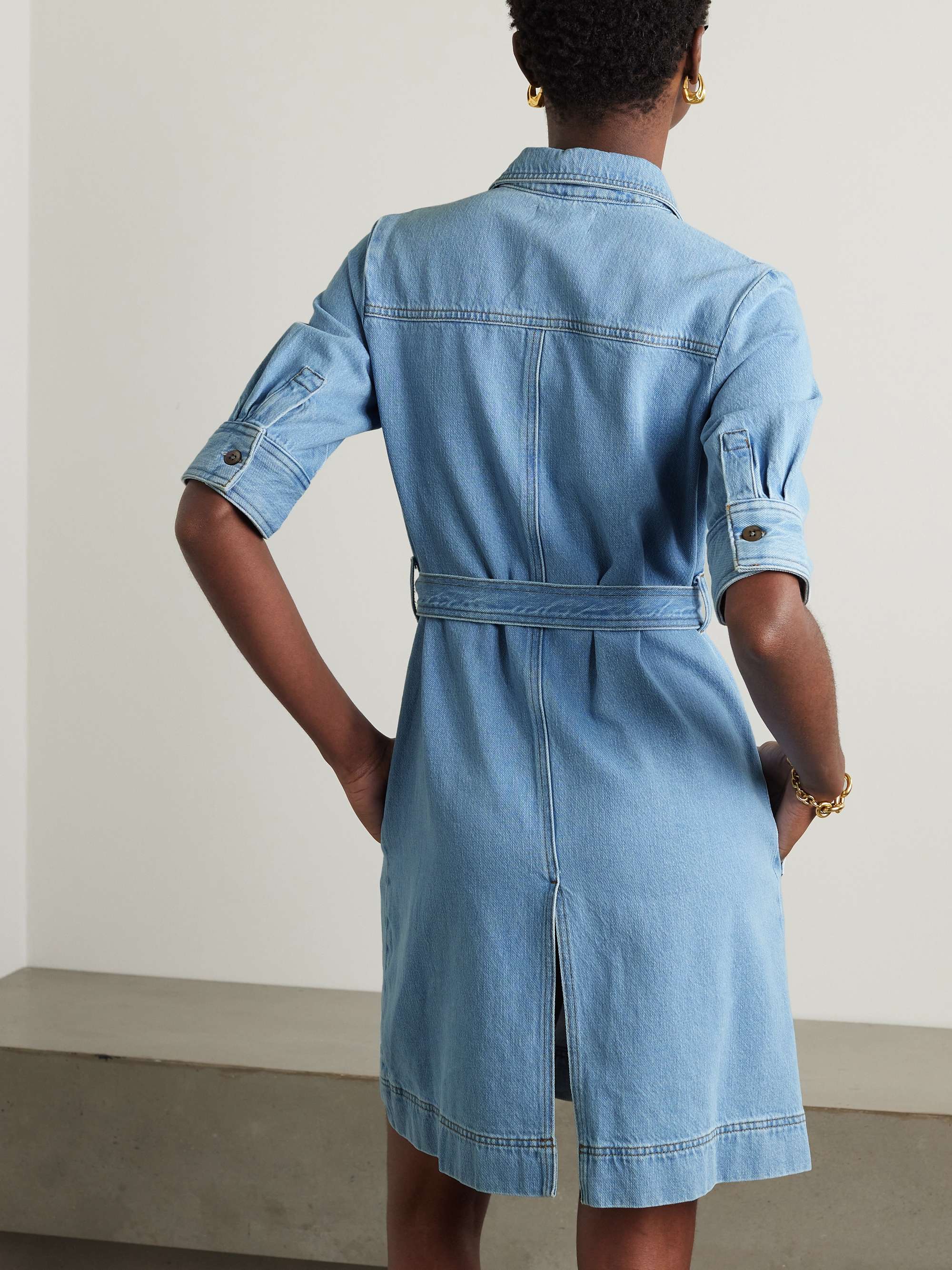 FRAME Belted denim mini dress | NET-A-PORTER