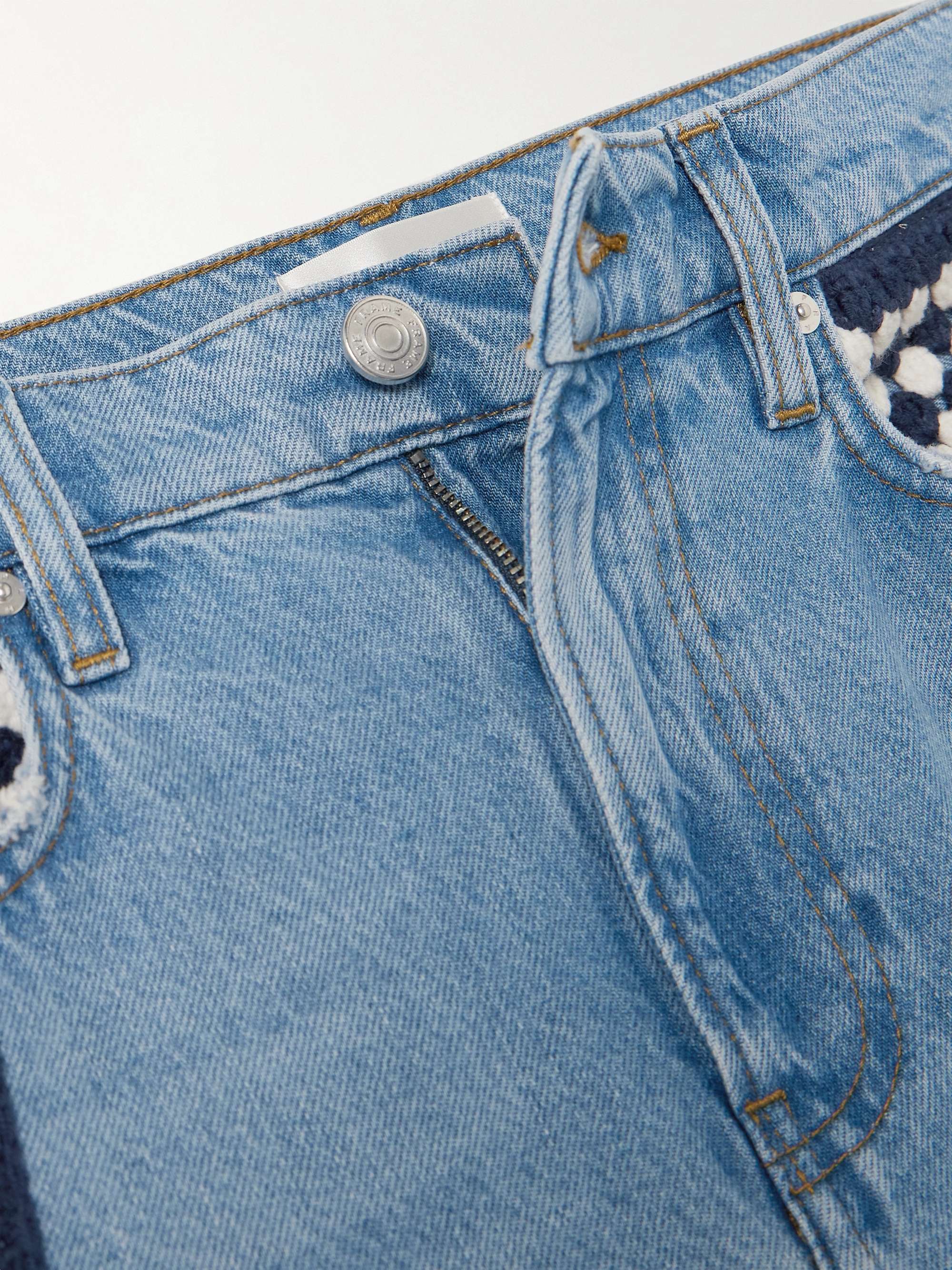 FRAME Le Jane cropped crochet-trimmed high-rise straight-leg jeans ...