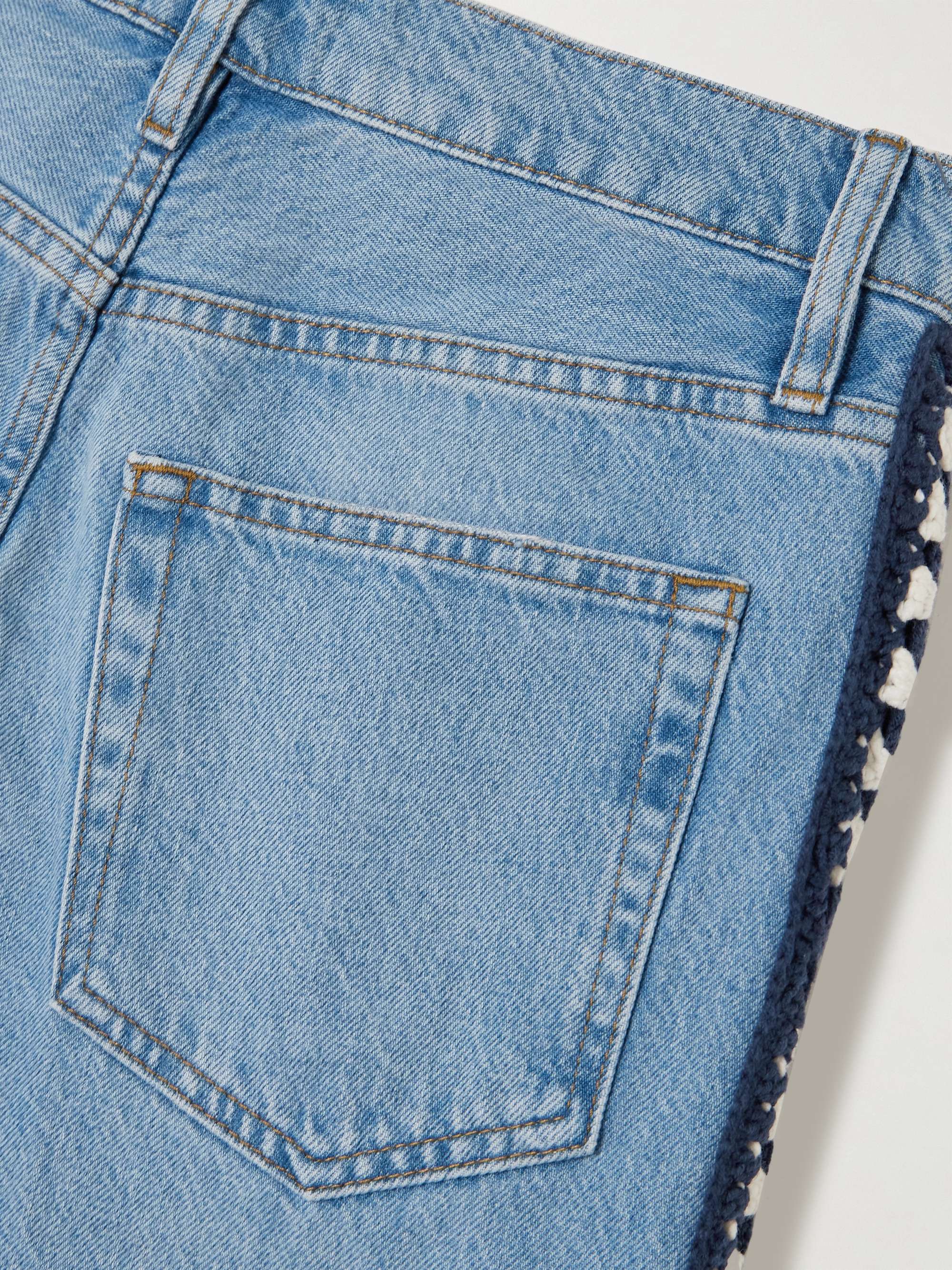 FRAME Le Jane cropped crochet-trimmed high-rise straight-leg jeans ...