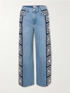 FRAME Le Jane cropped crochet-trimmed high-rise straight-leg jeans ...