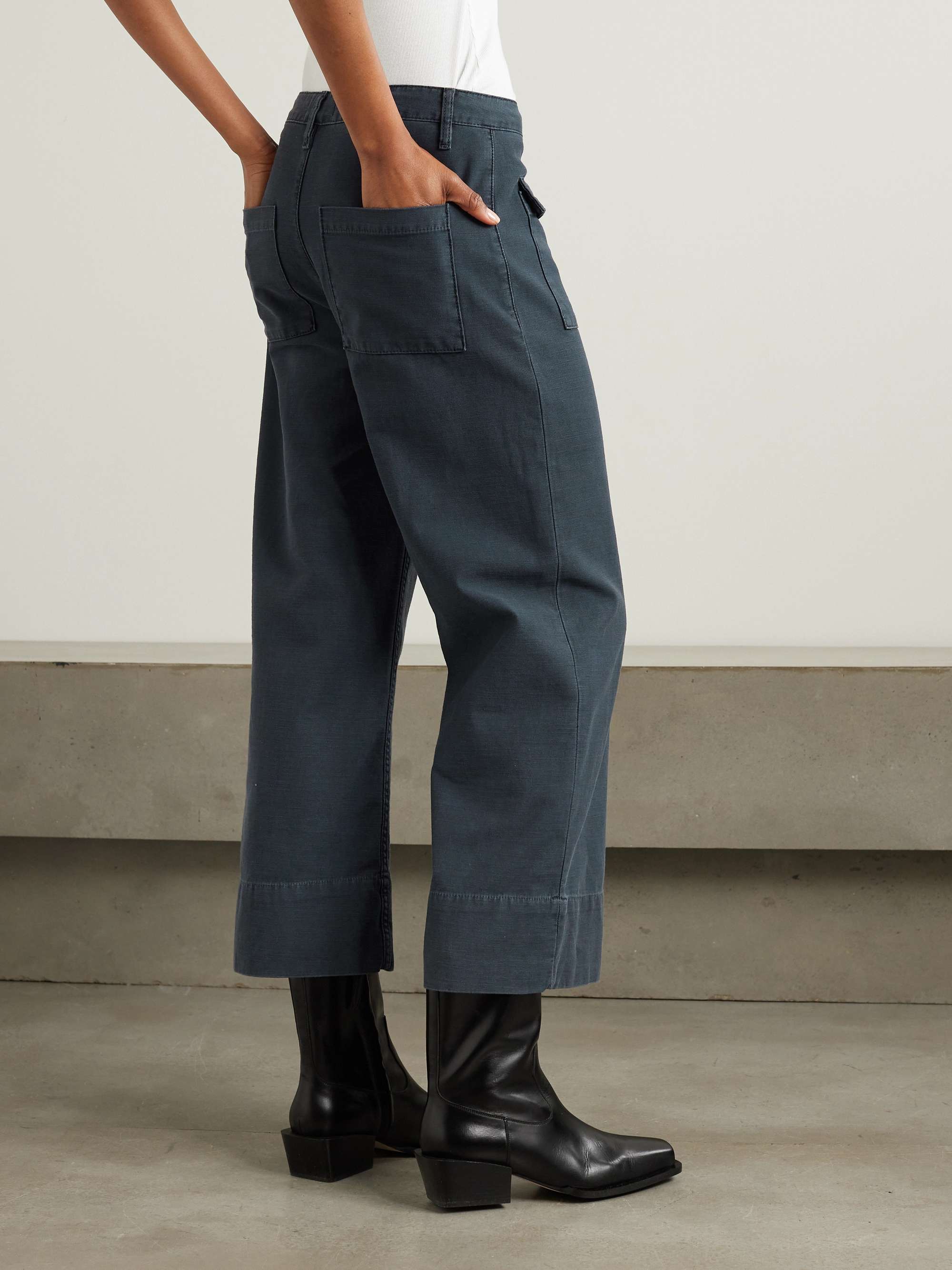 FRAME The 70s cropped cotton-canvas wide-leg pants | NET-A-PORTER