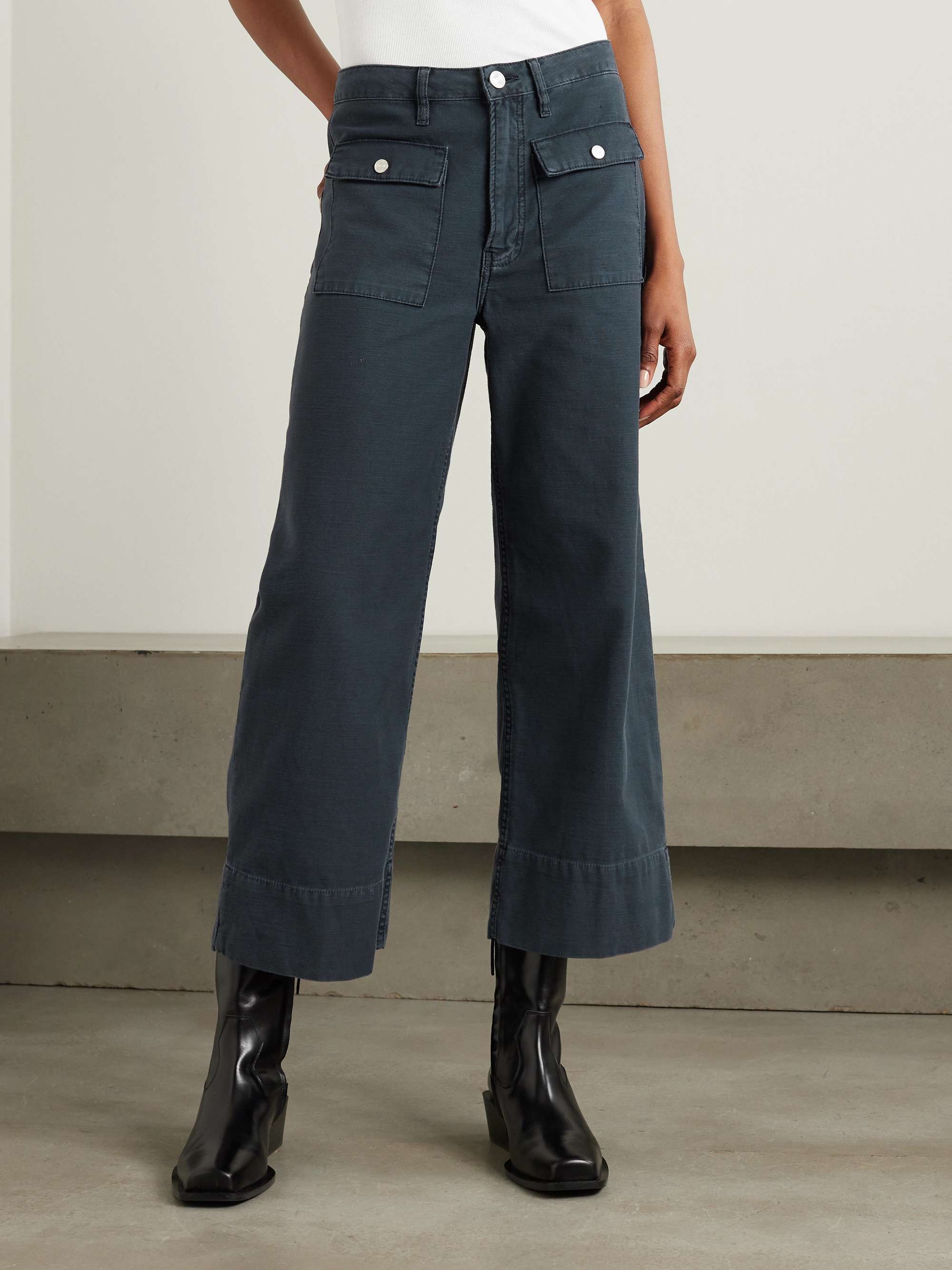 FRAME The 70s cropped cotton-canvas wide-leg pants | NET-A-PORTER