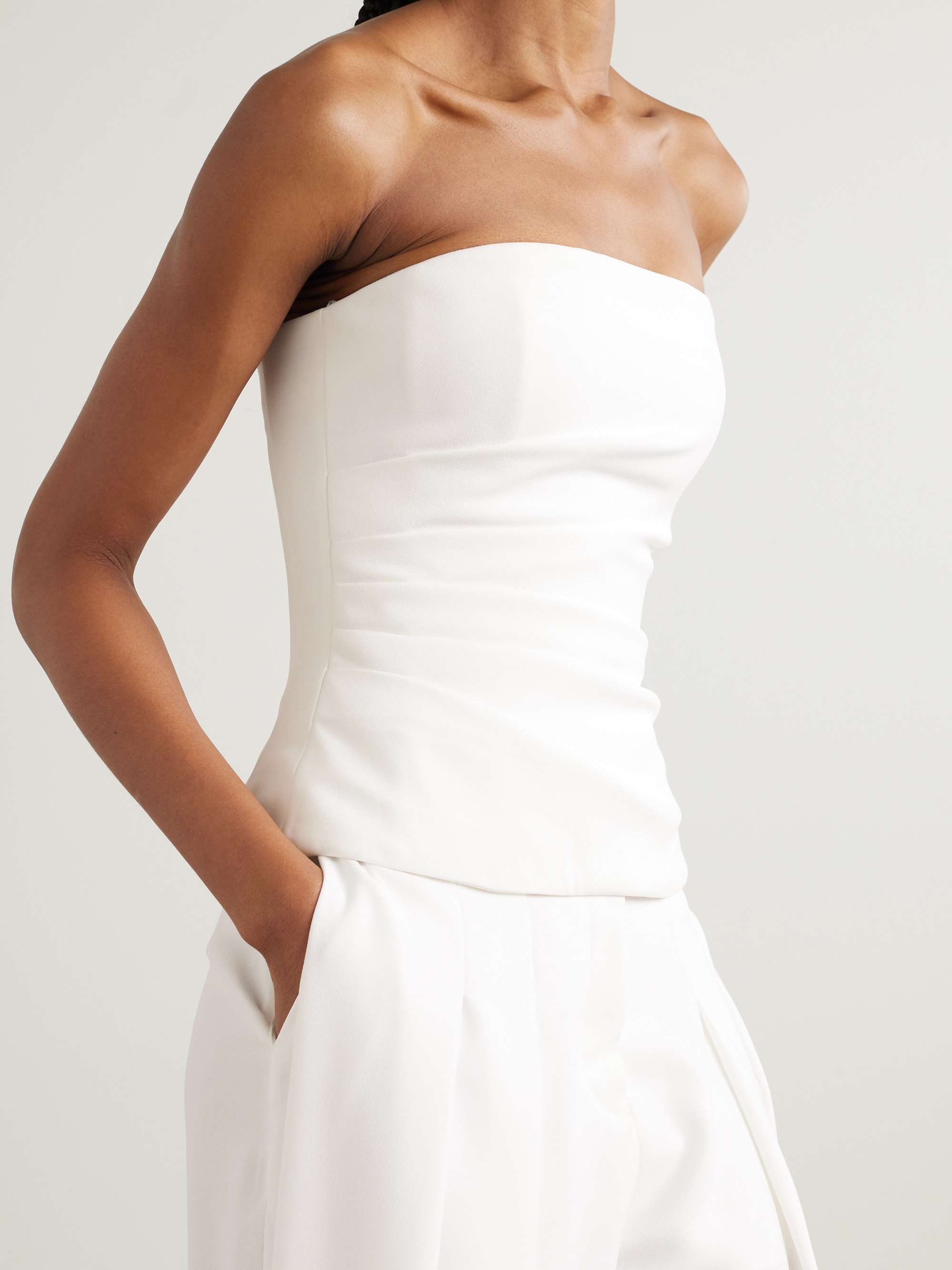 MÔNOT Strapless gathered satin-crepe bustier top | NET-A-PORTER