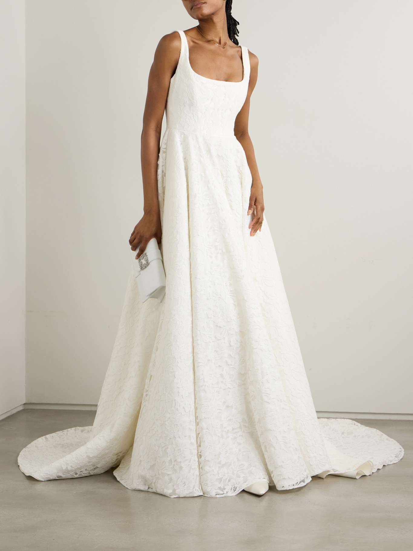 HALFPENNY LONDON Dominique lace and crepe gown | NET-A-PORTER