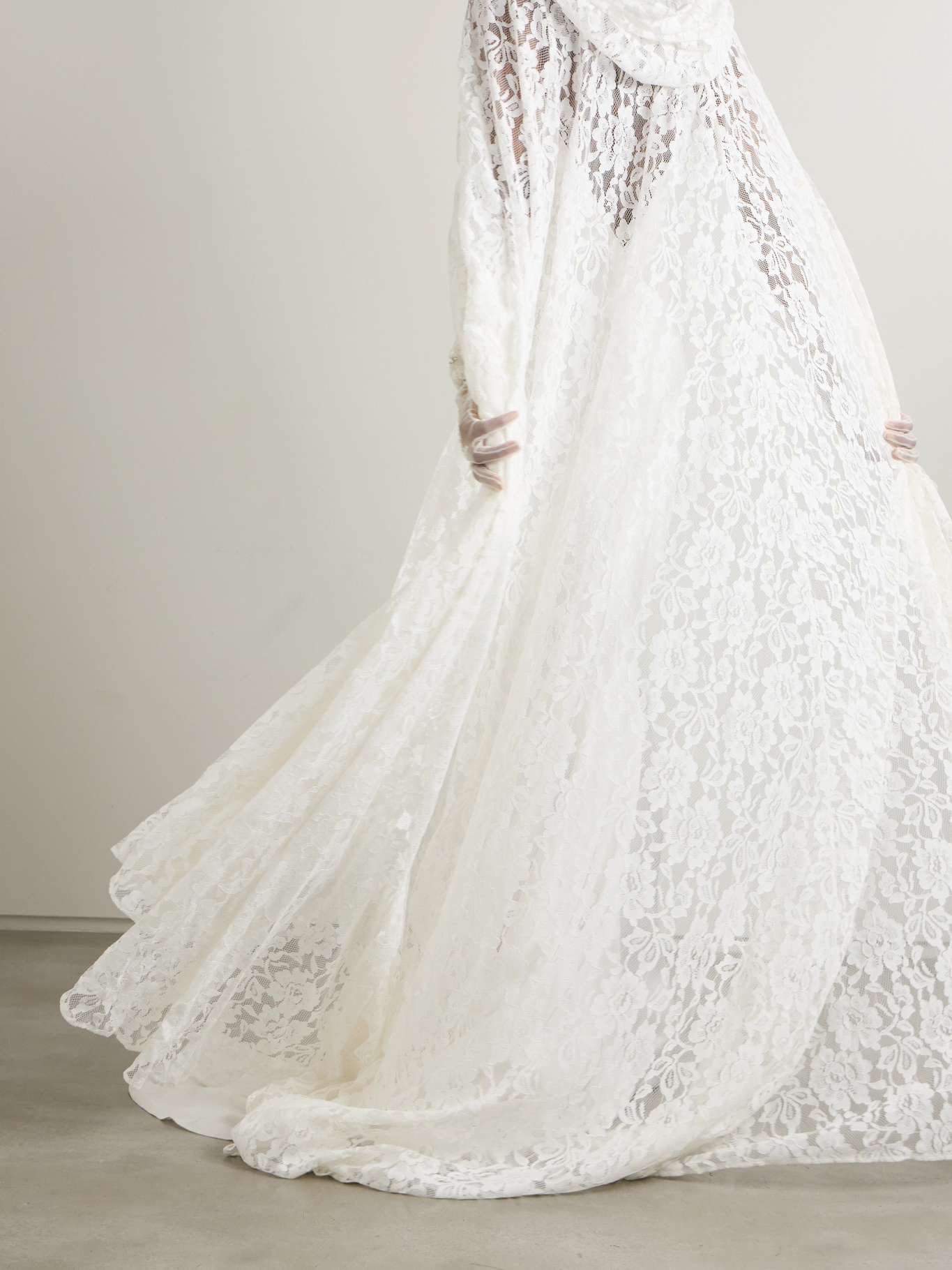 HALFPENNY LONDON Dean hooded twill-trimmed lace cape | NET-A-PORTER