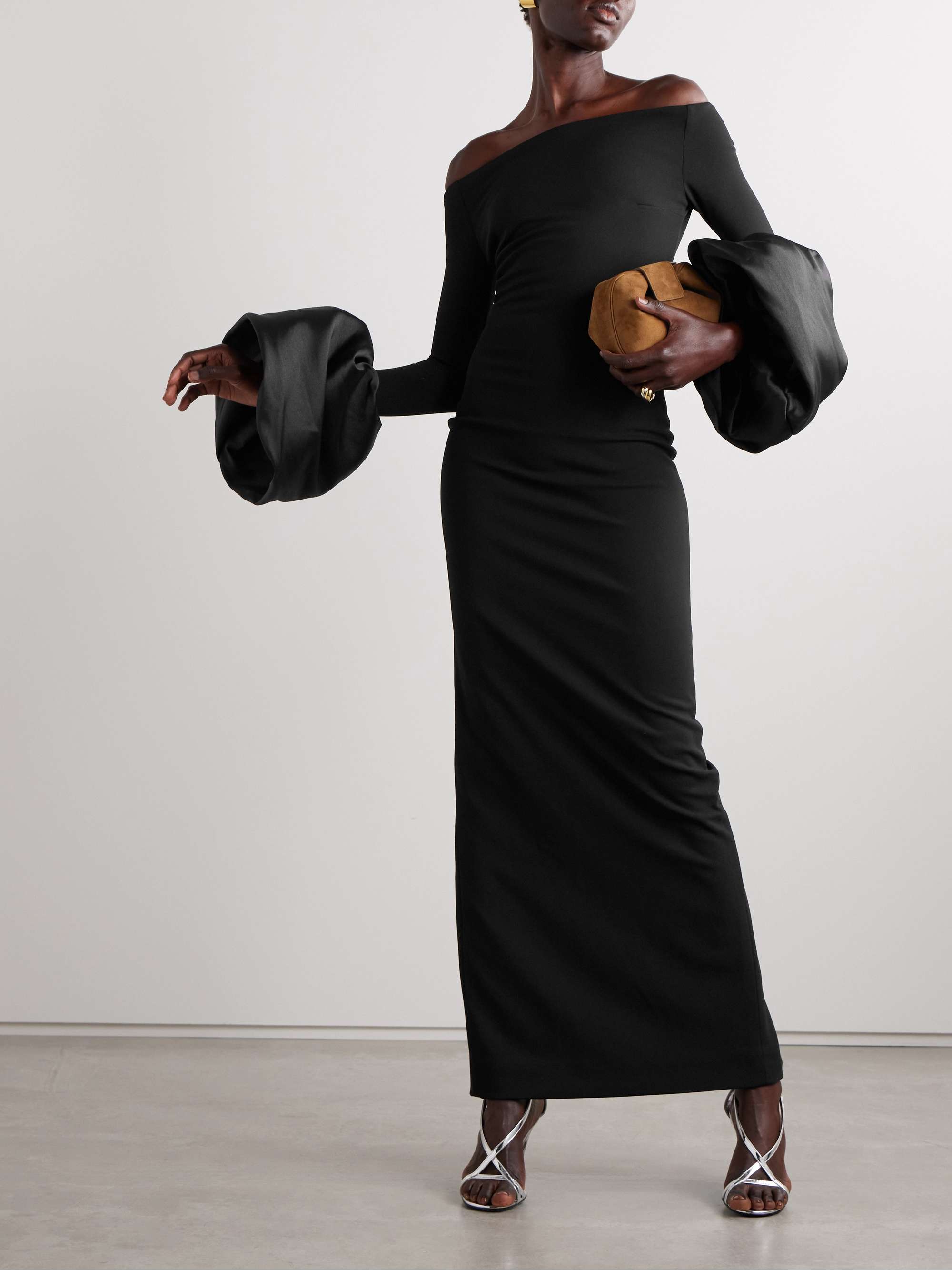 SOLACE LONDON Talia off-the-shoulder faille-trimmed crepe gown | NET-A ...