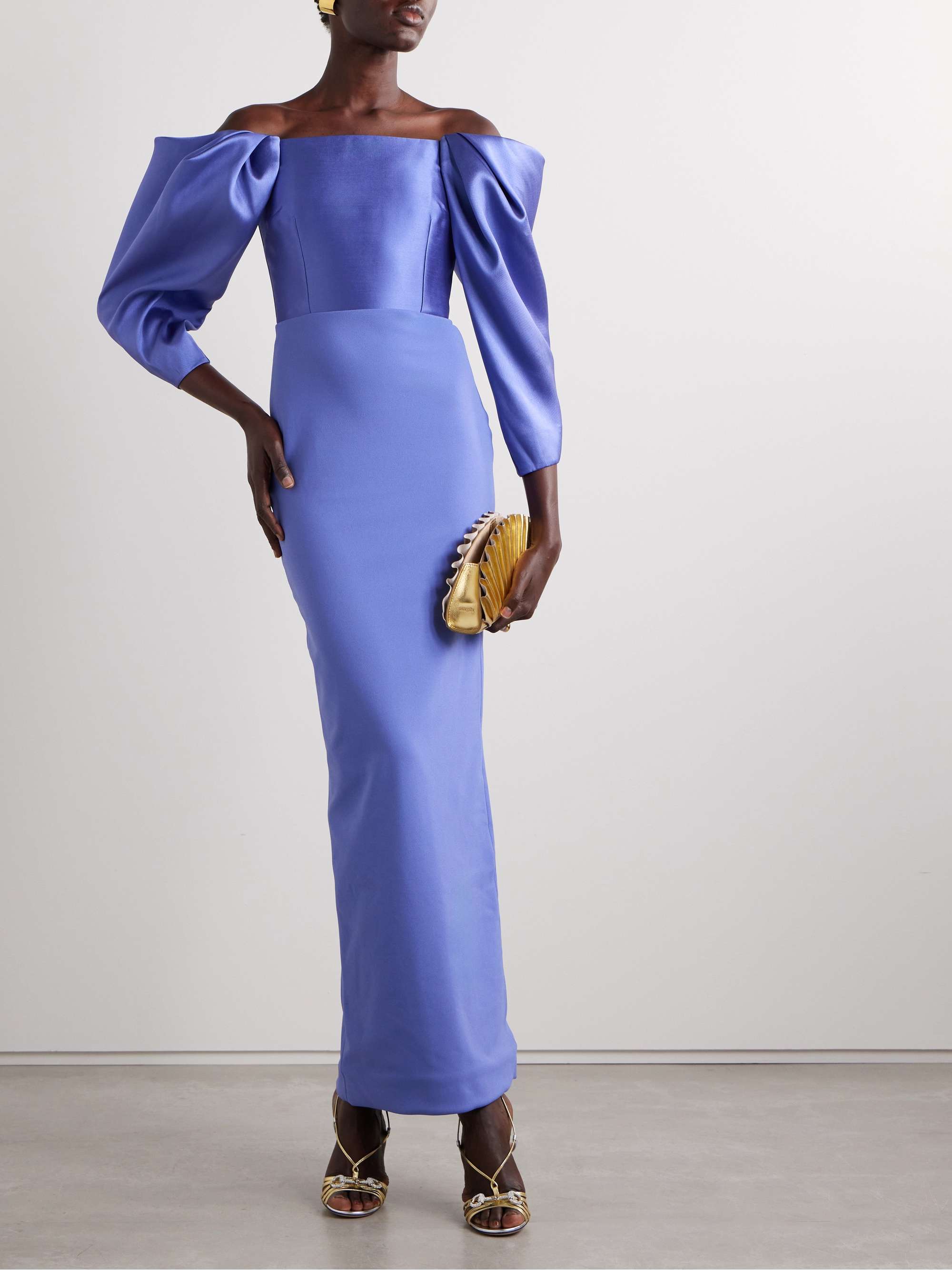 SOLACE LONDON Melina off-the-shoulder crepe and satin-twill gown | NET ...