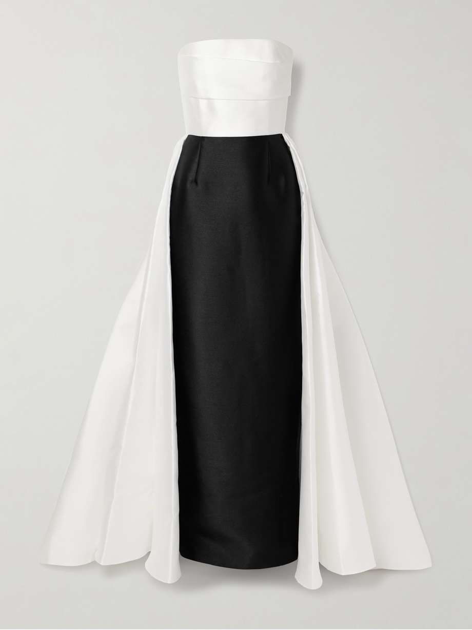 SOLACE LONDON Tiffany strapless draped two-tone satin-twill gown | NET ...