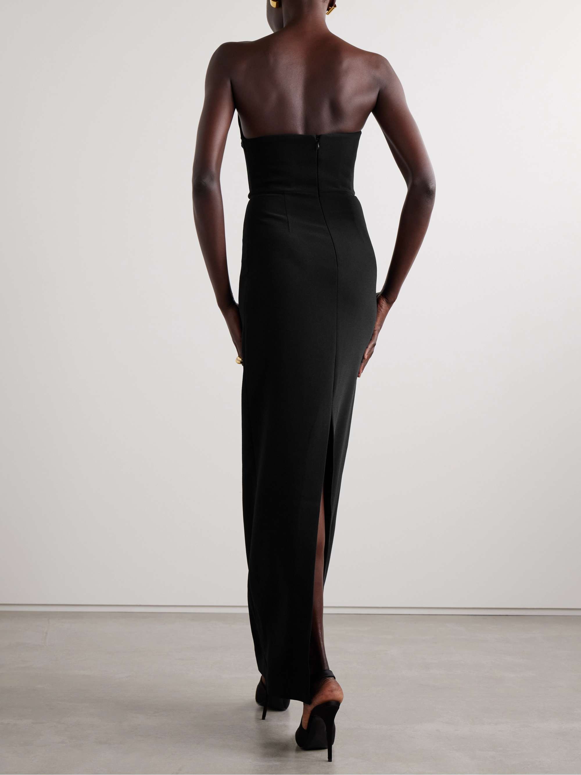 SOLACE LONDON Eve strapless crepe gown | NET-A-PORTER