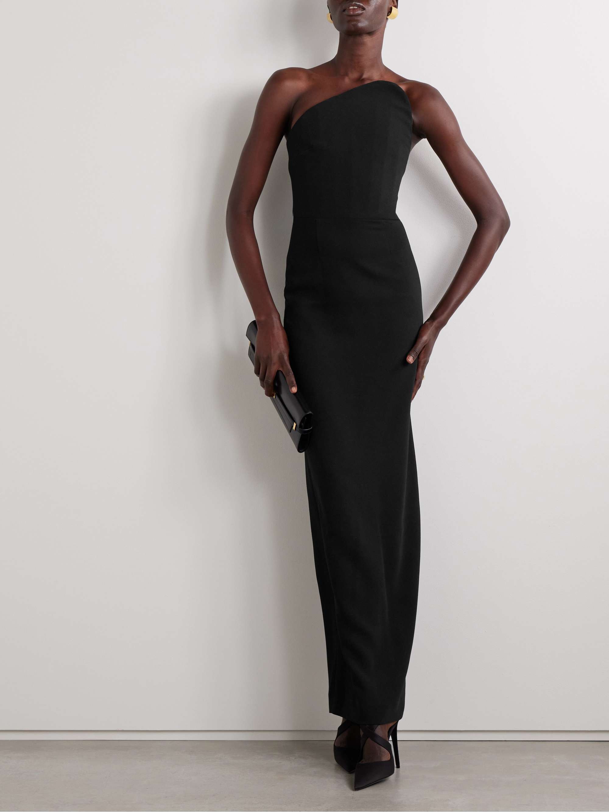SOLACE LONDON Eve strapless crepe gown | NET-A-PORTER