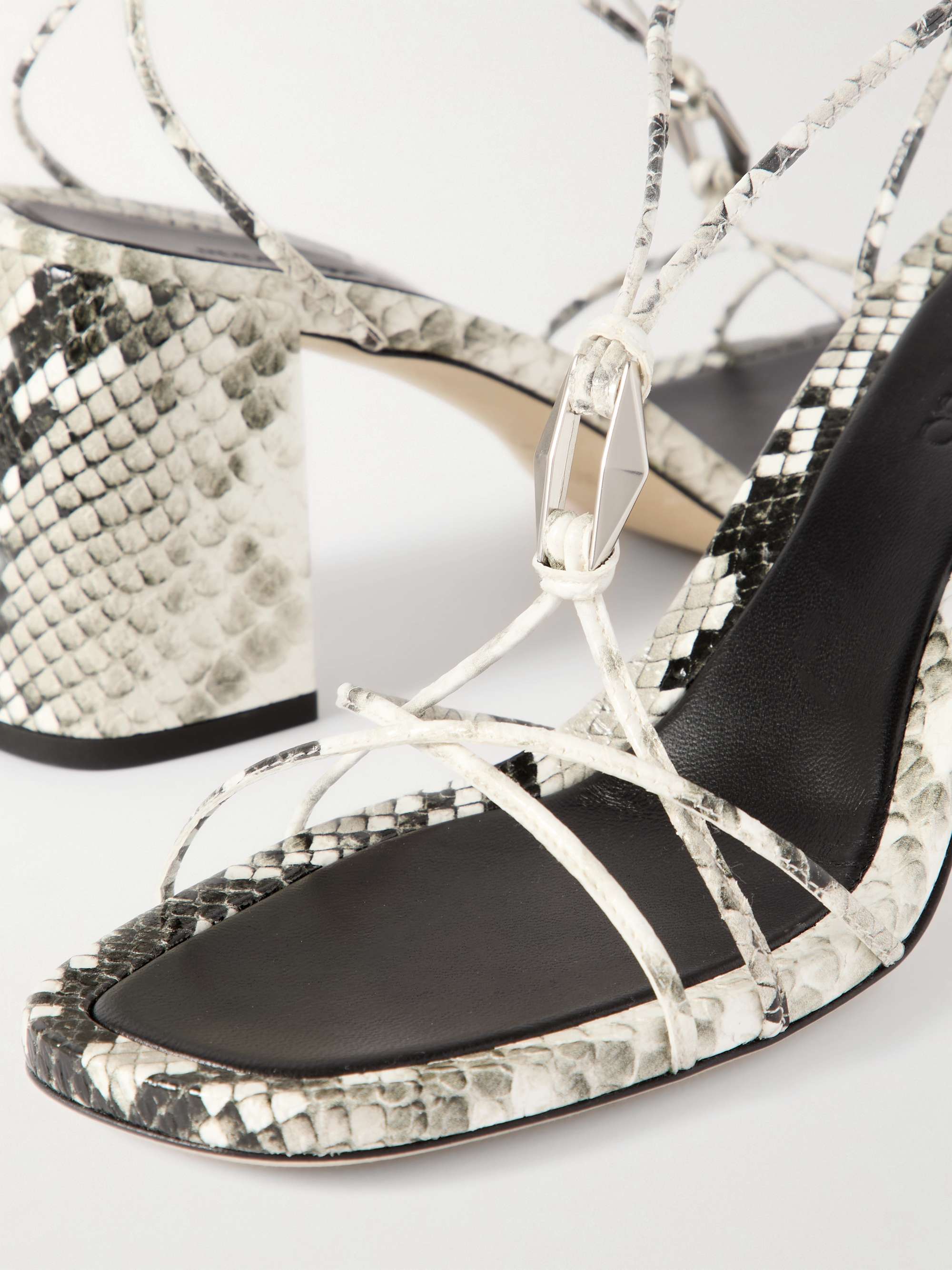 JIMMY CHOO Onyxia 70 embellished snake-effect leather sandals | NET-A ...