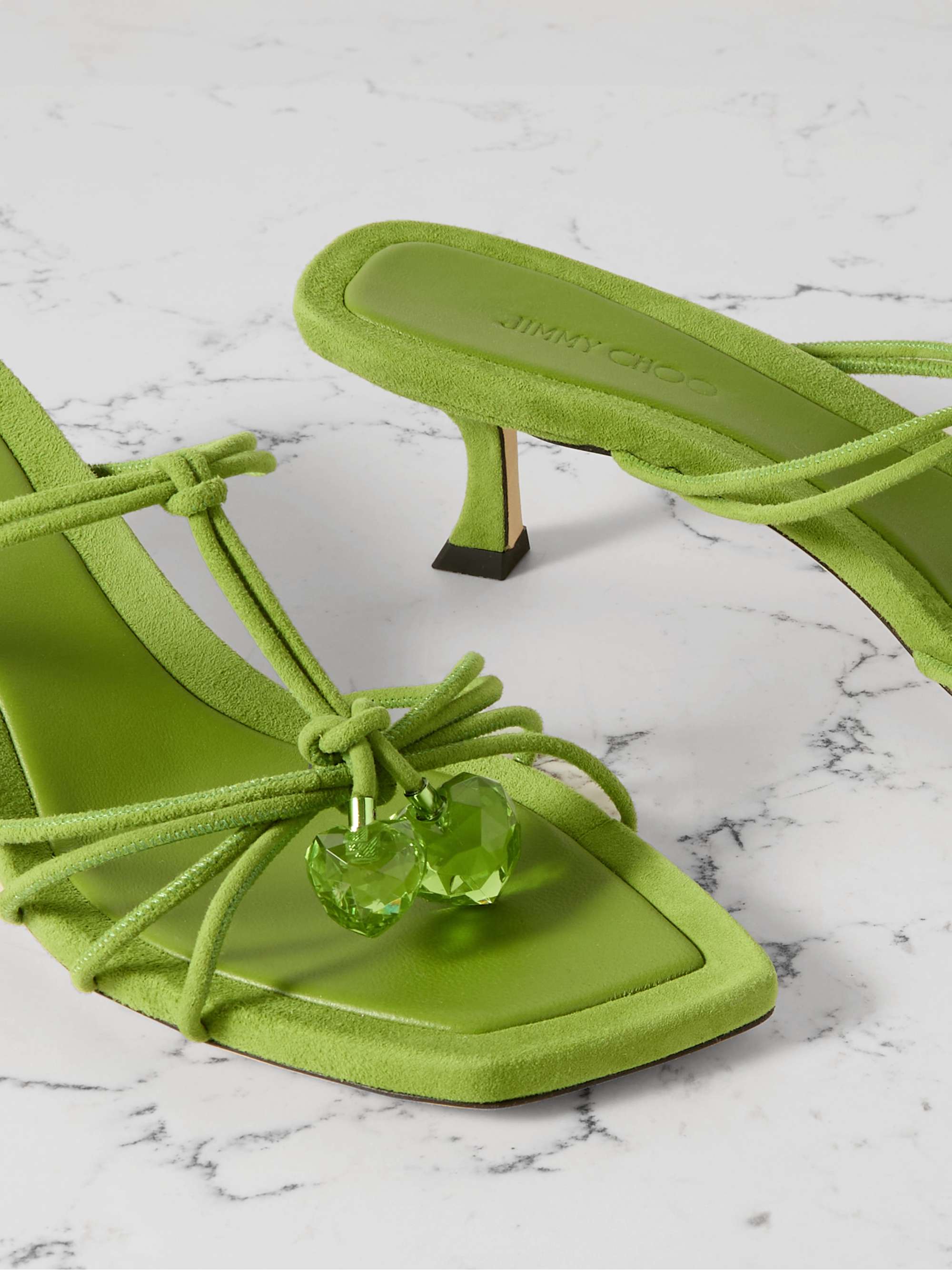 JIMMY CHOO Jemma 50 crystal-embellished suede mules | NET-A-PORTER