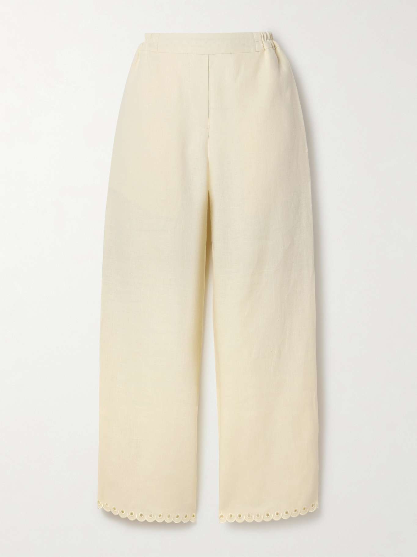 SLEEPER Sofia broderie anglaise-trimmed linen pajama pants | NET-A-PORTER