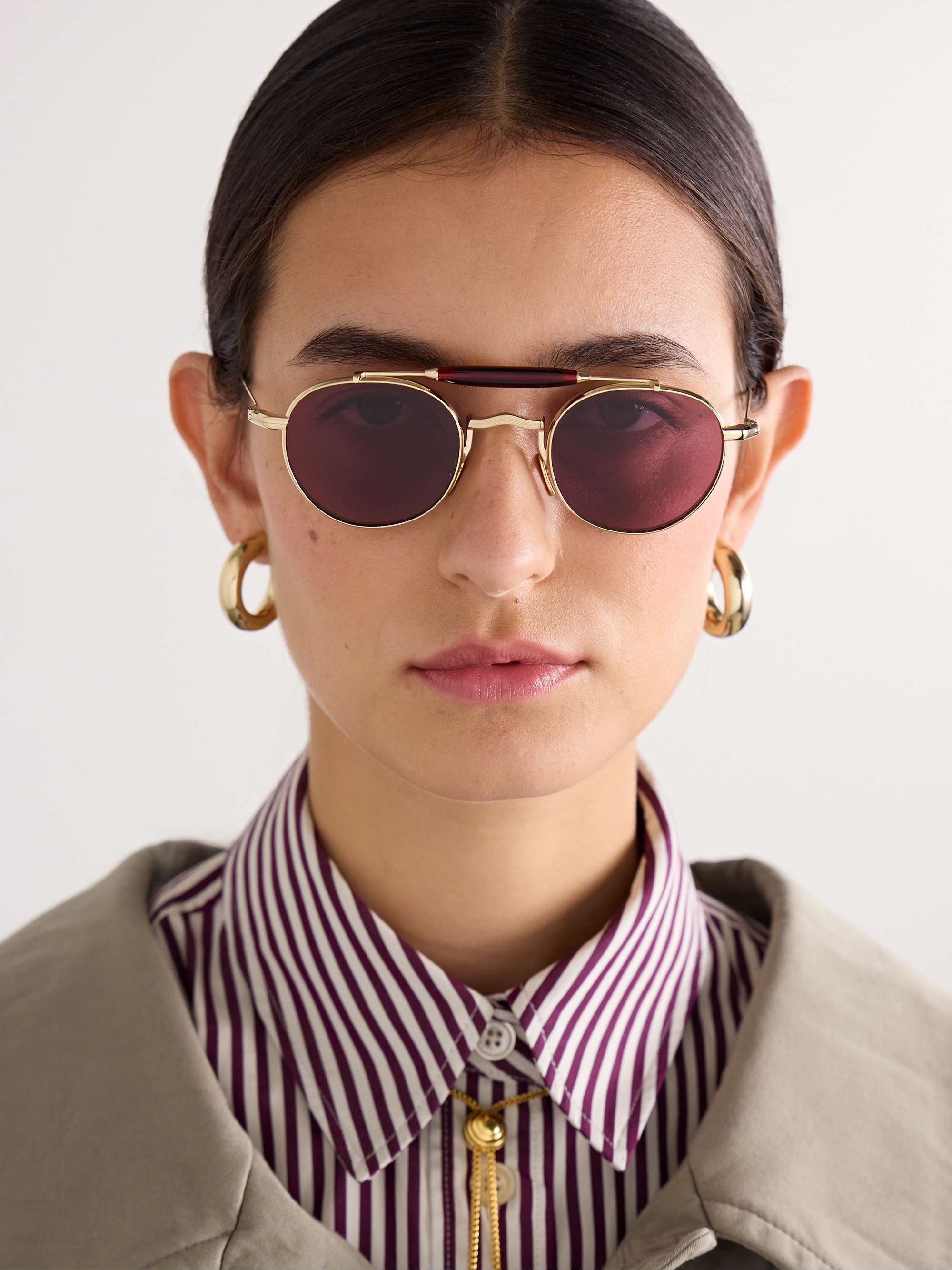 JACQUES MARIE MAGE Dasan aviator-style gold-tone titanium and acetate ...