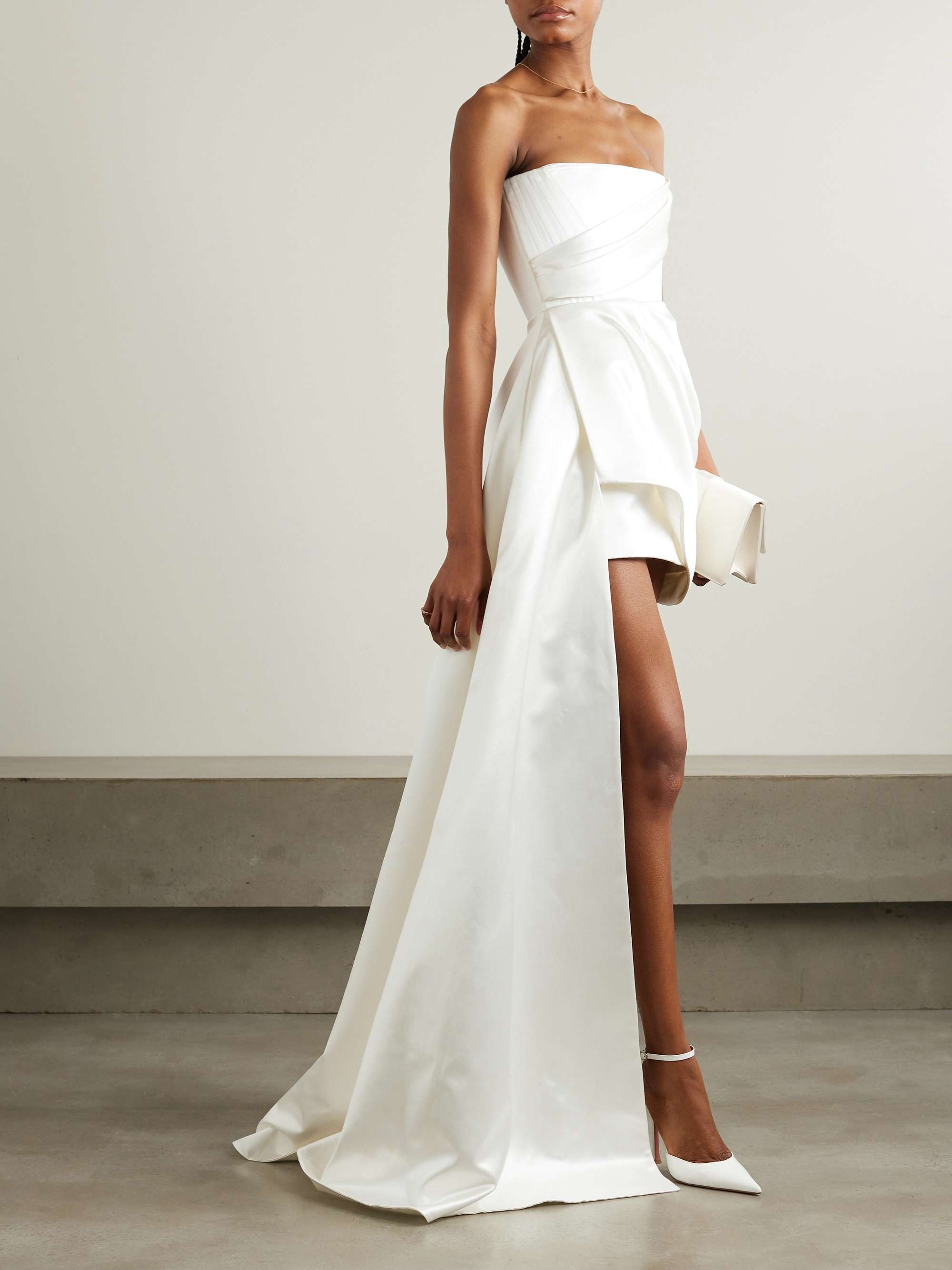 ALEX PERRY Blair asymmetric draped satin gown | NET-A-PORTER