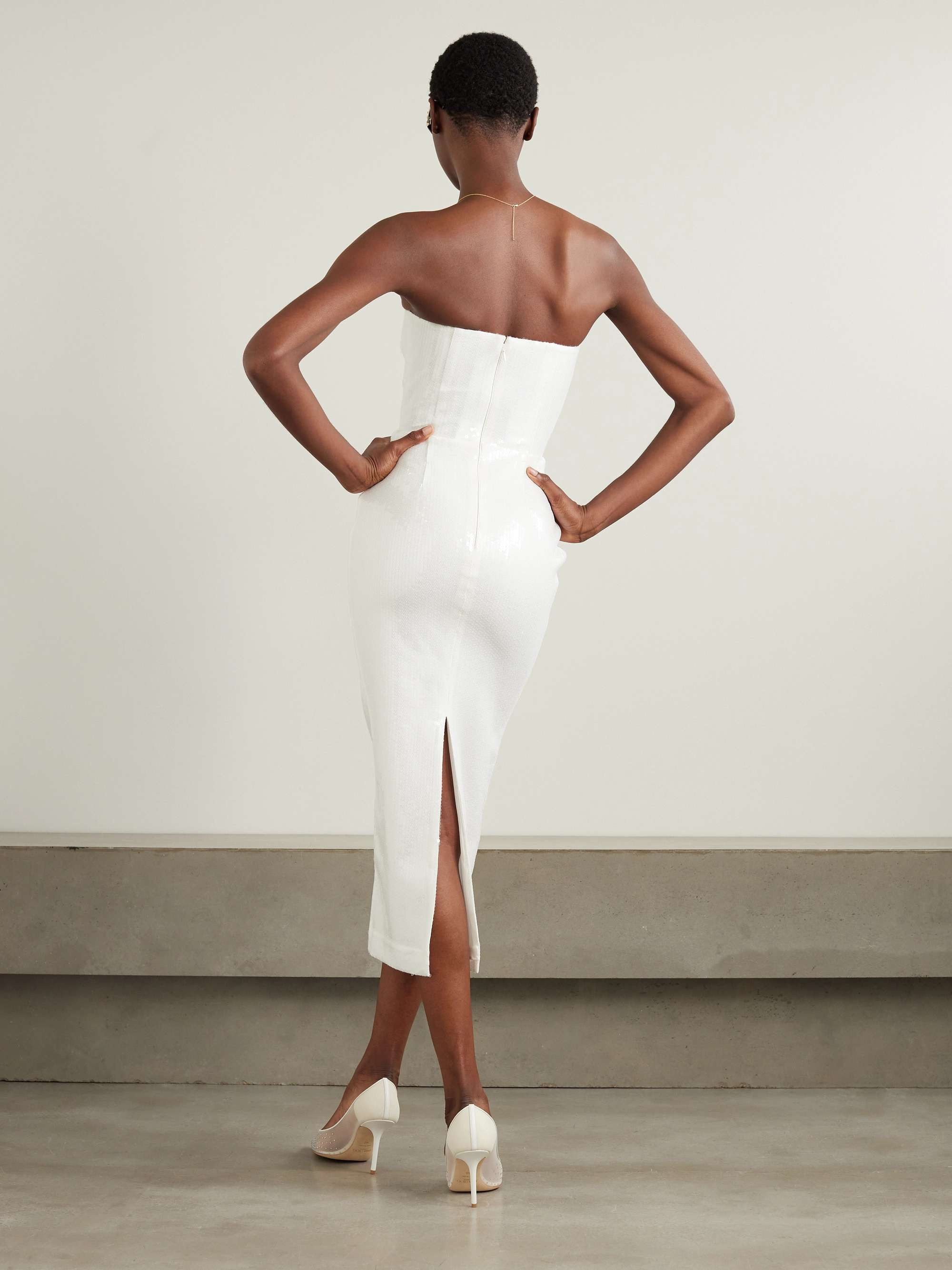 ALEX PERRY Strapless sequined crepe midi dress | NET-A-PORTER