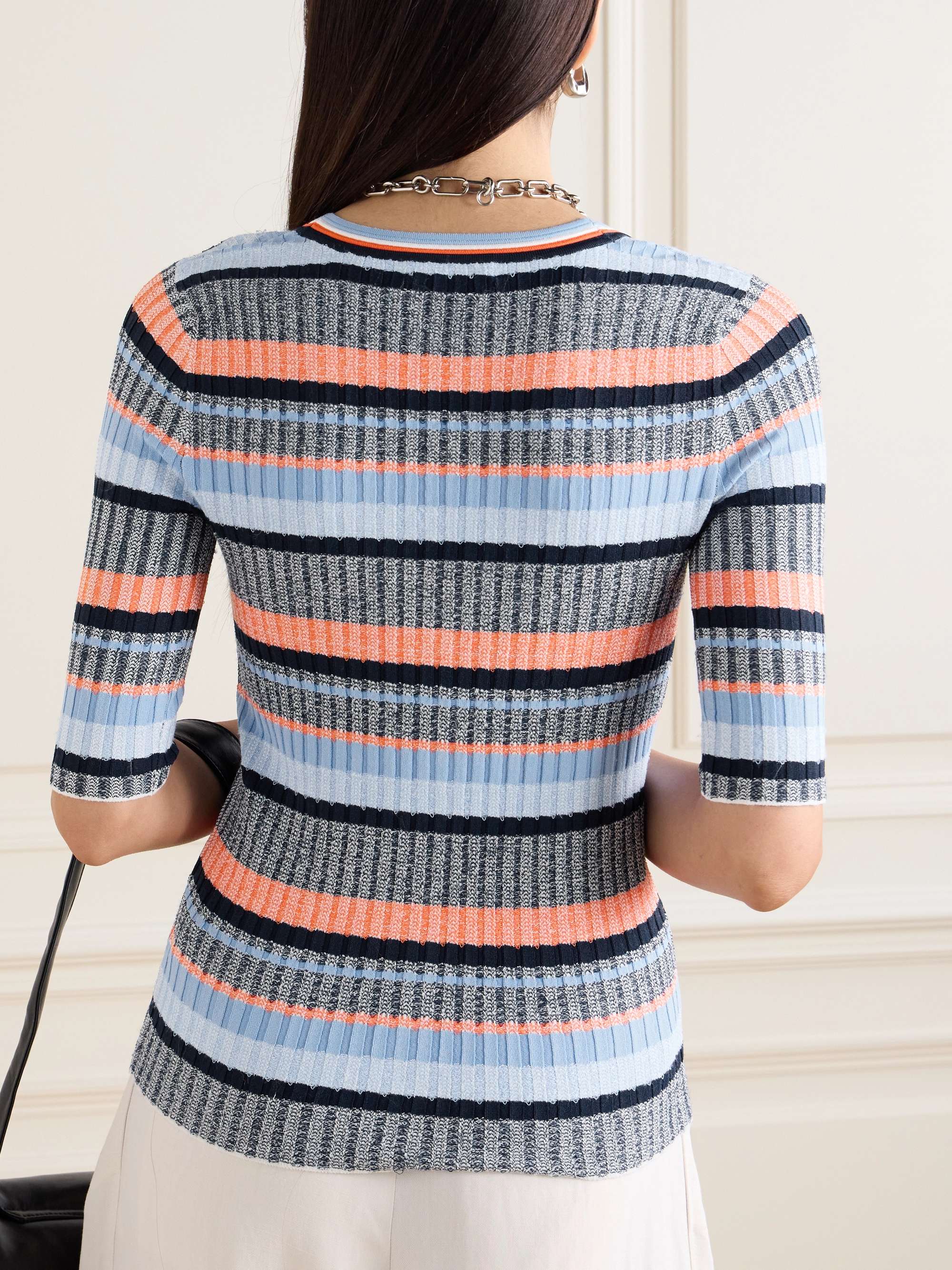 VERONICA BEARD Calliope striped ribbed-knit cardigan | NET-A-PORTER