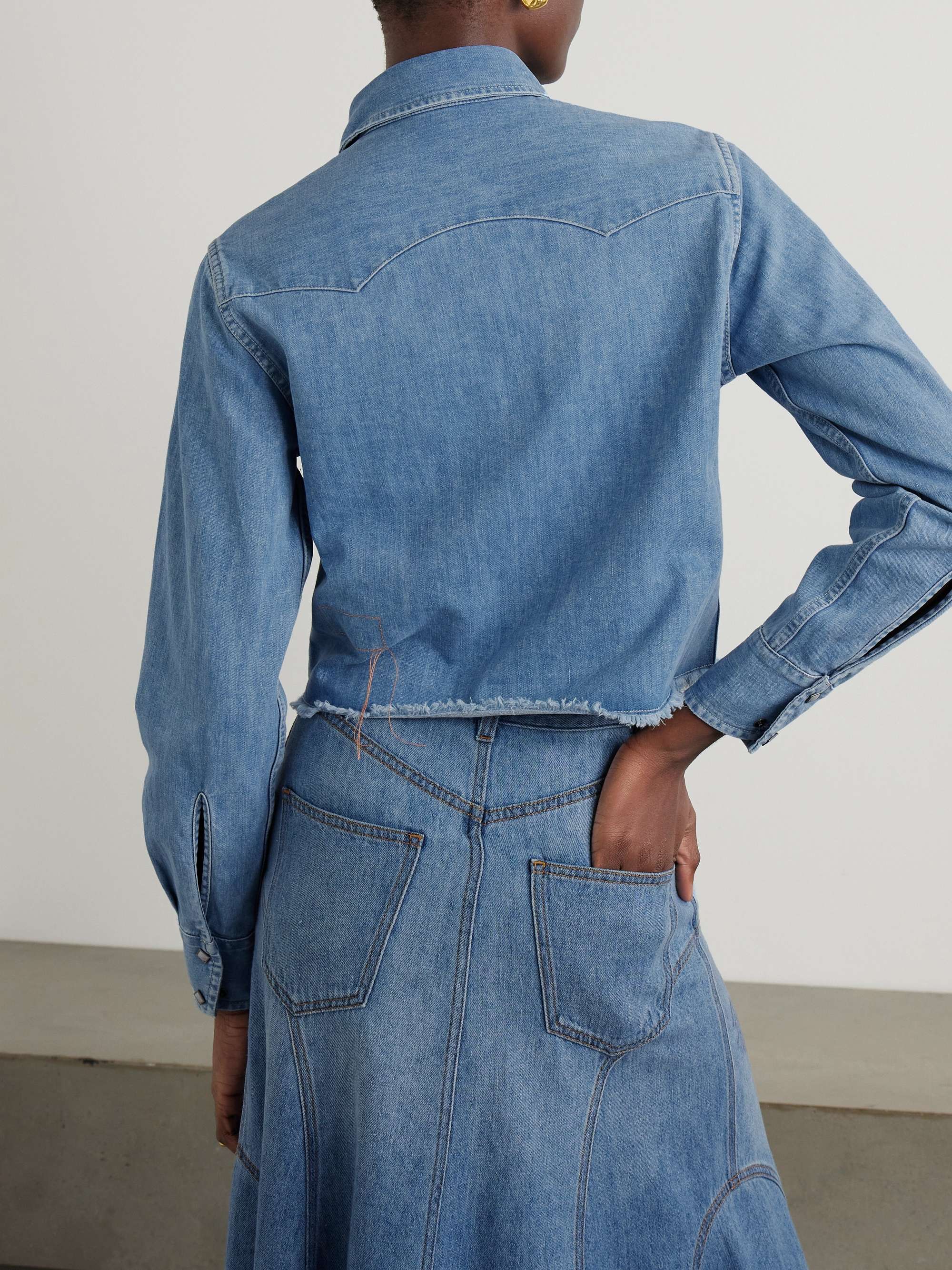 FORTELA Caracas frayed cropped denim shirt | NET-A-PORTER