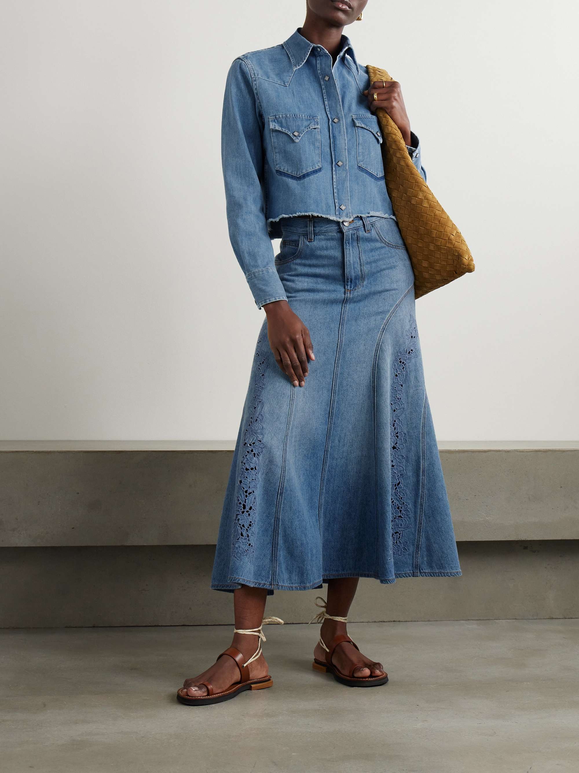 FORTELA Caracas frayed cropped denim shirt | NET-A-PORTER