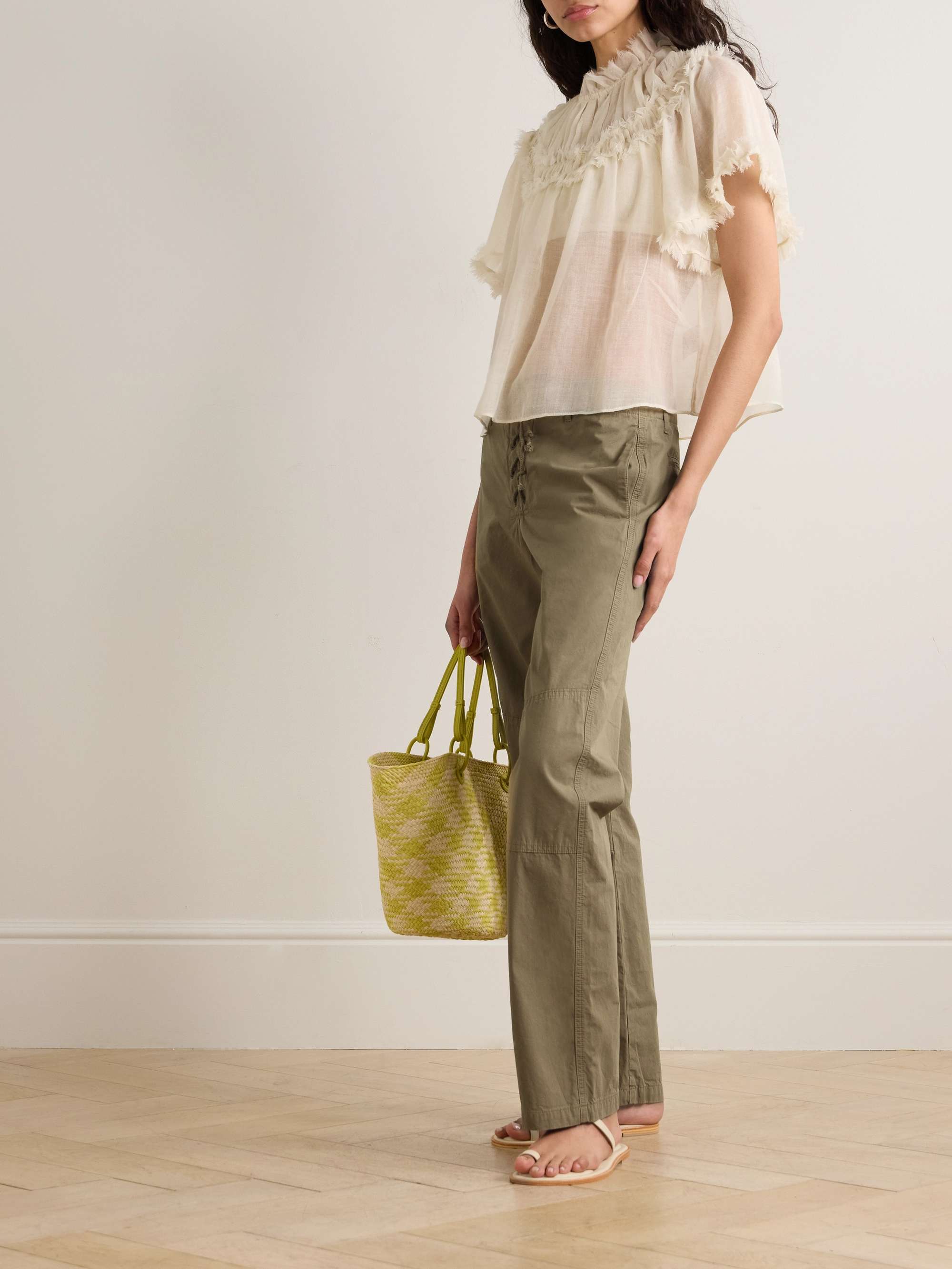 FORTELA Rope-trimmed coated-cotton straight-leg pants | NET-A-PORTER