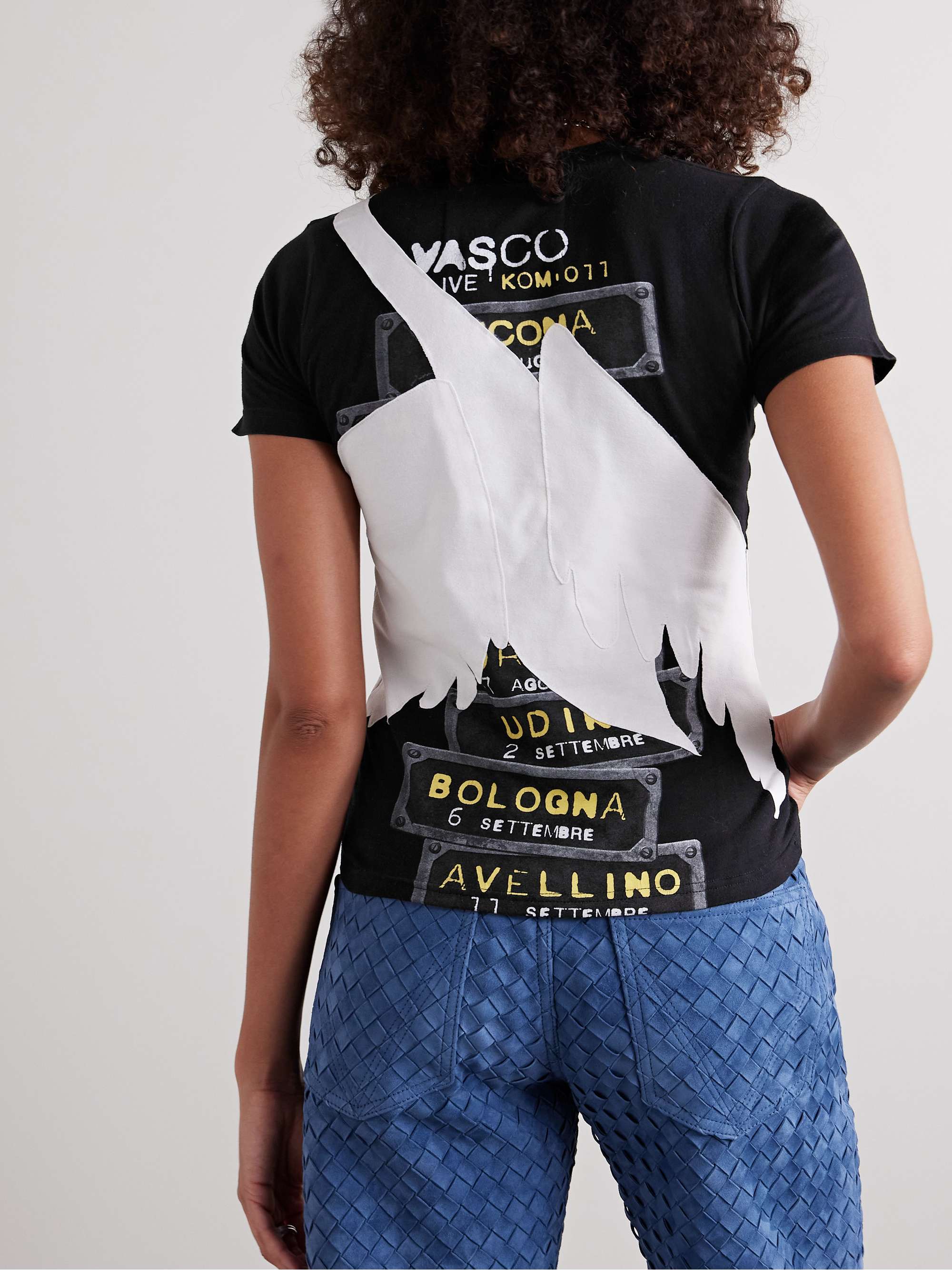CONNER IVES Swan appliquéd printed cotton-jersey T-shirt | NET-A-PORTER