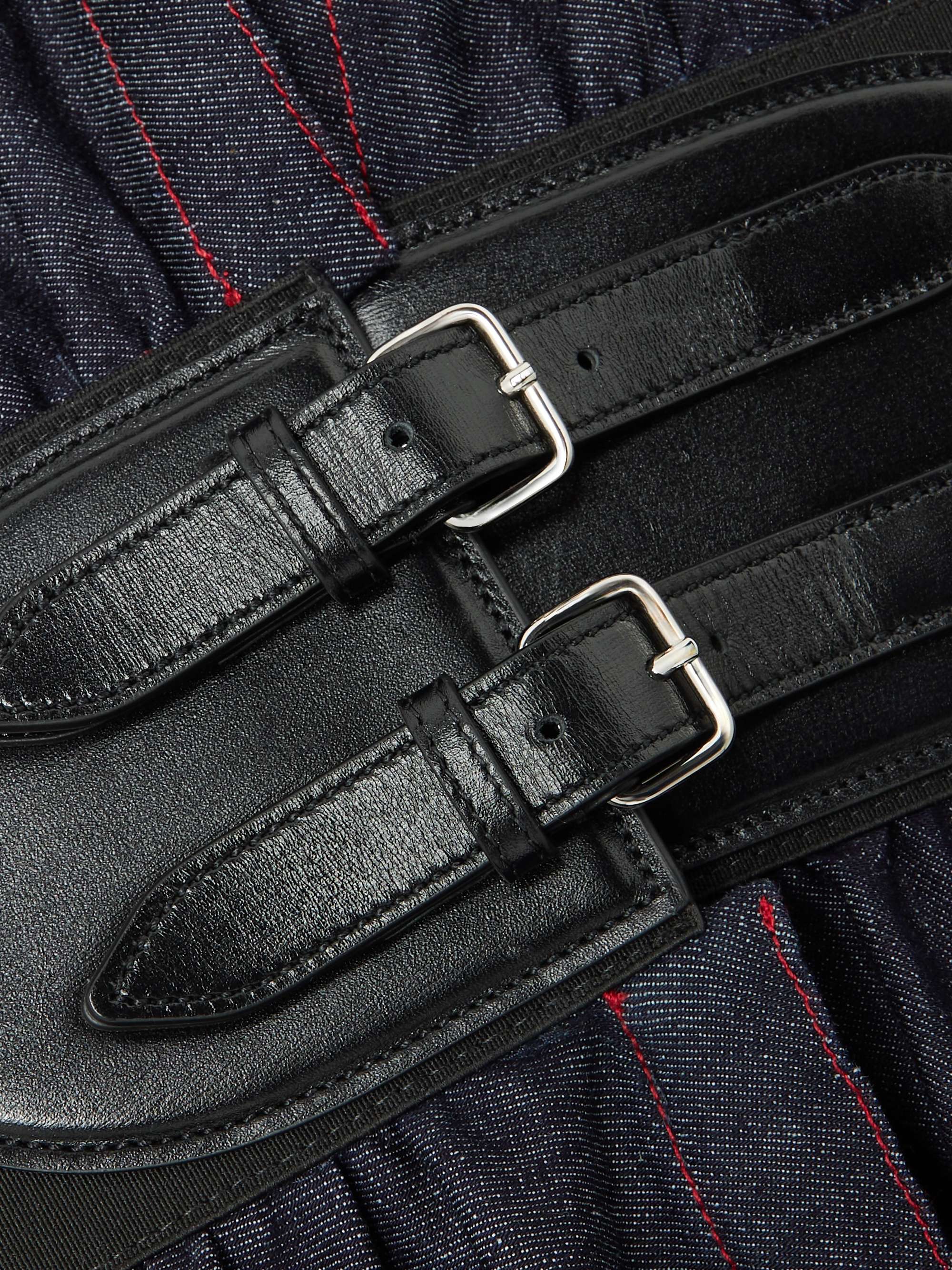 ALAÏA Belted denim midi wrap dress | NET-A-PORTER