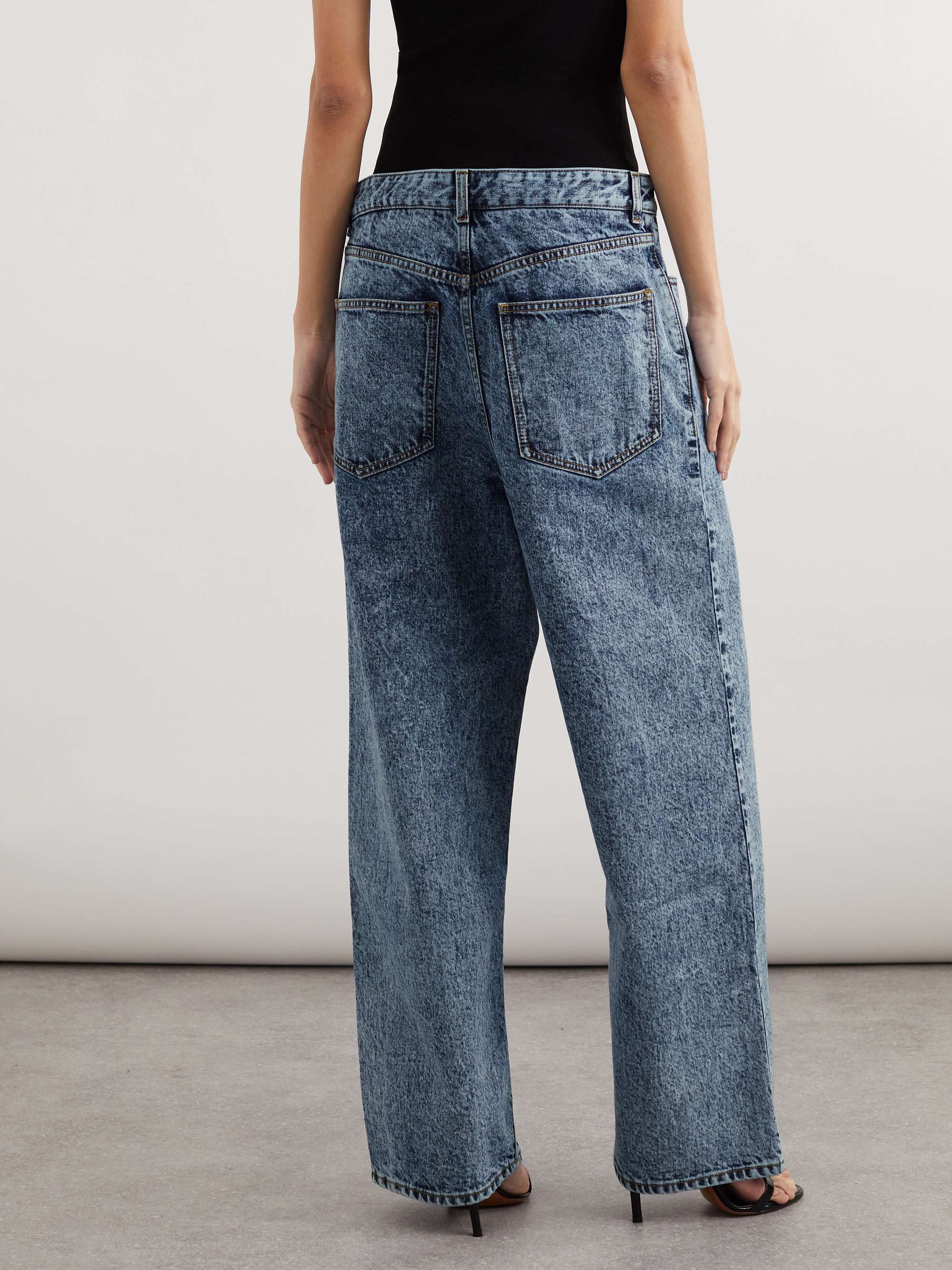 ALAÏA Layered jersey-trimmed wide-leg jeans | NET-A-PORTER
