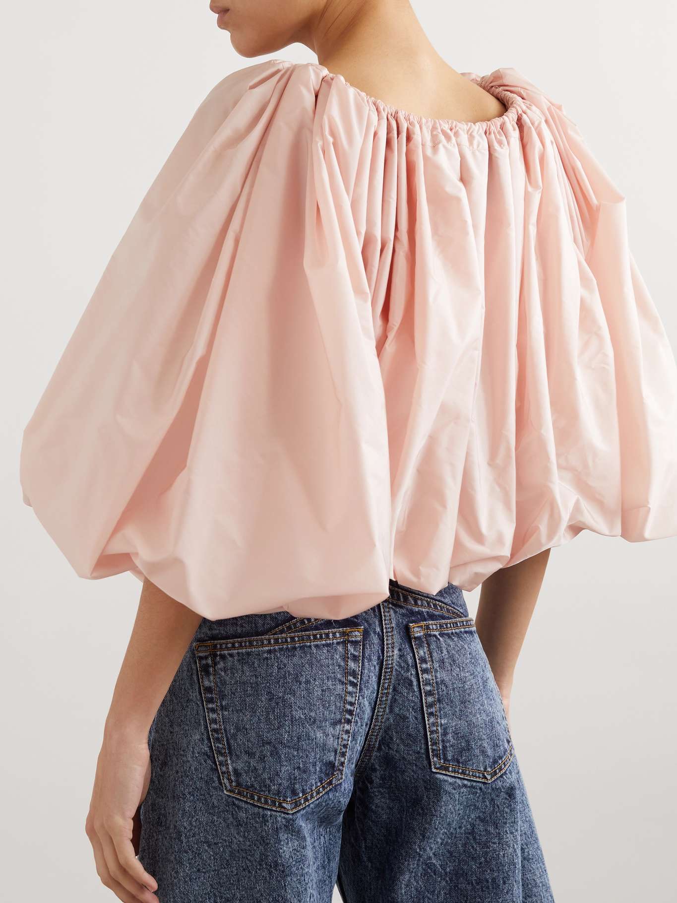 ALAÏA Cropped gathered taffeta blouse | NET-A-PORTER