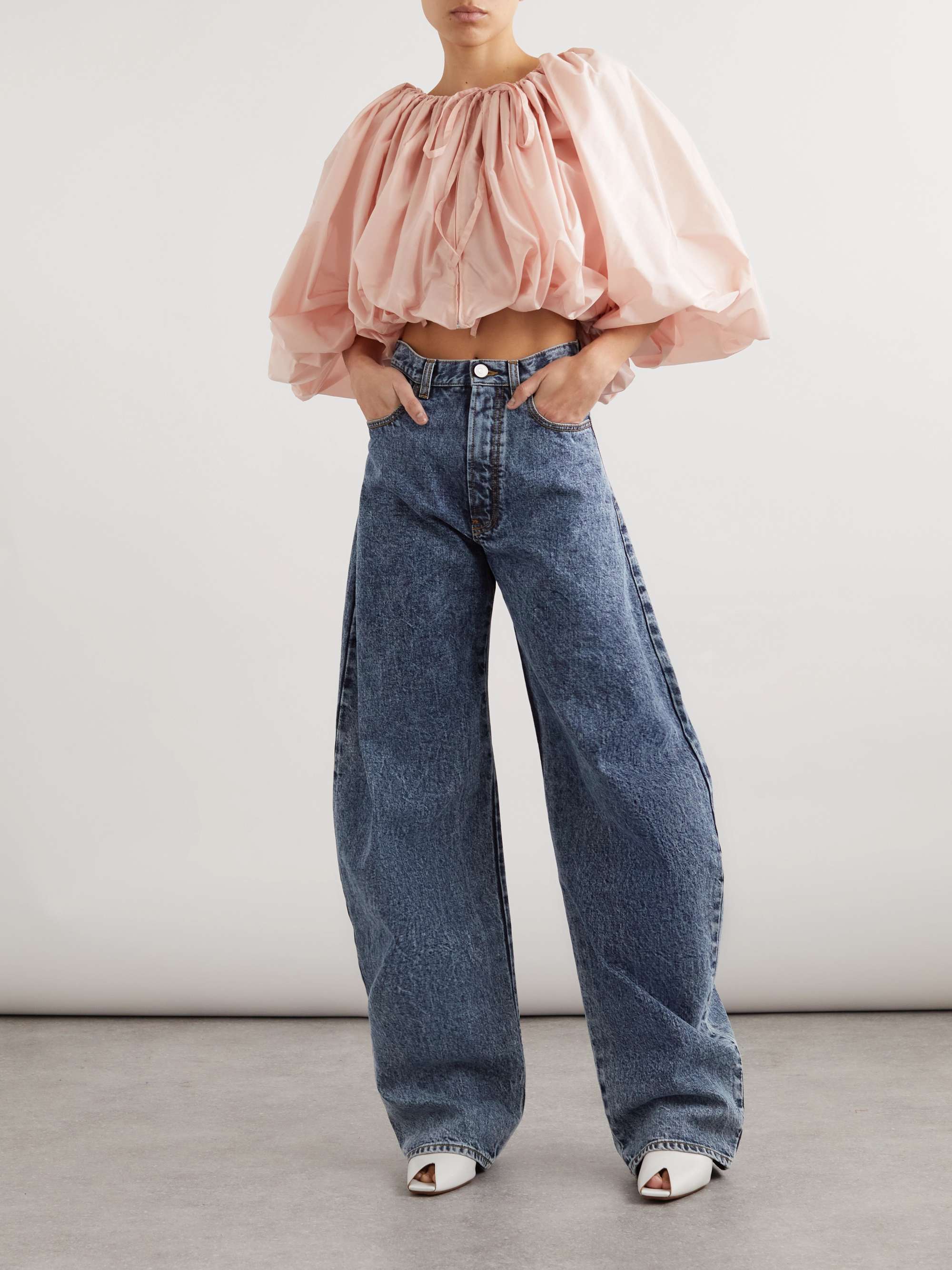 ALAÏA Acid-wash high-rise barrel-leg jeans | NET-A-PORTER