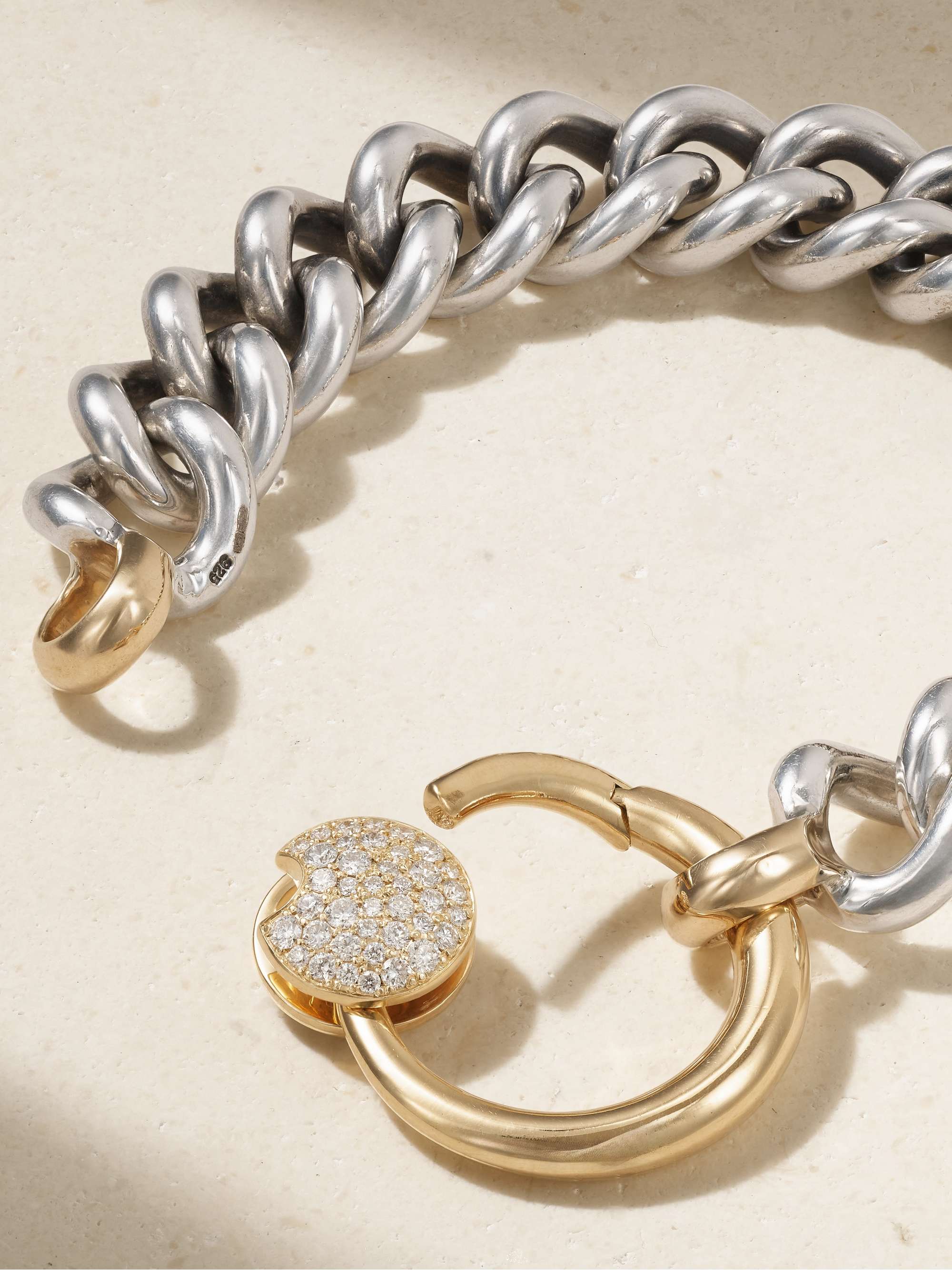 MARLA AARON Mega Curb sterling silver, 18-karat gold and diamond bracelet | NET-A-PORTER