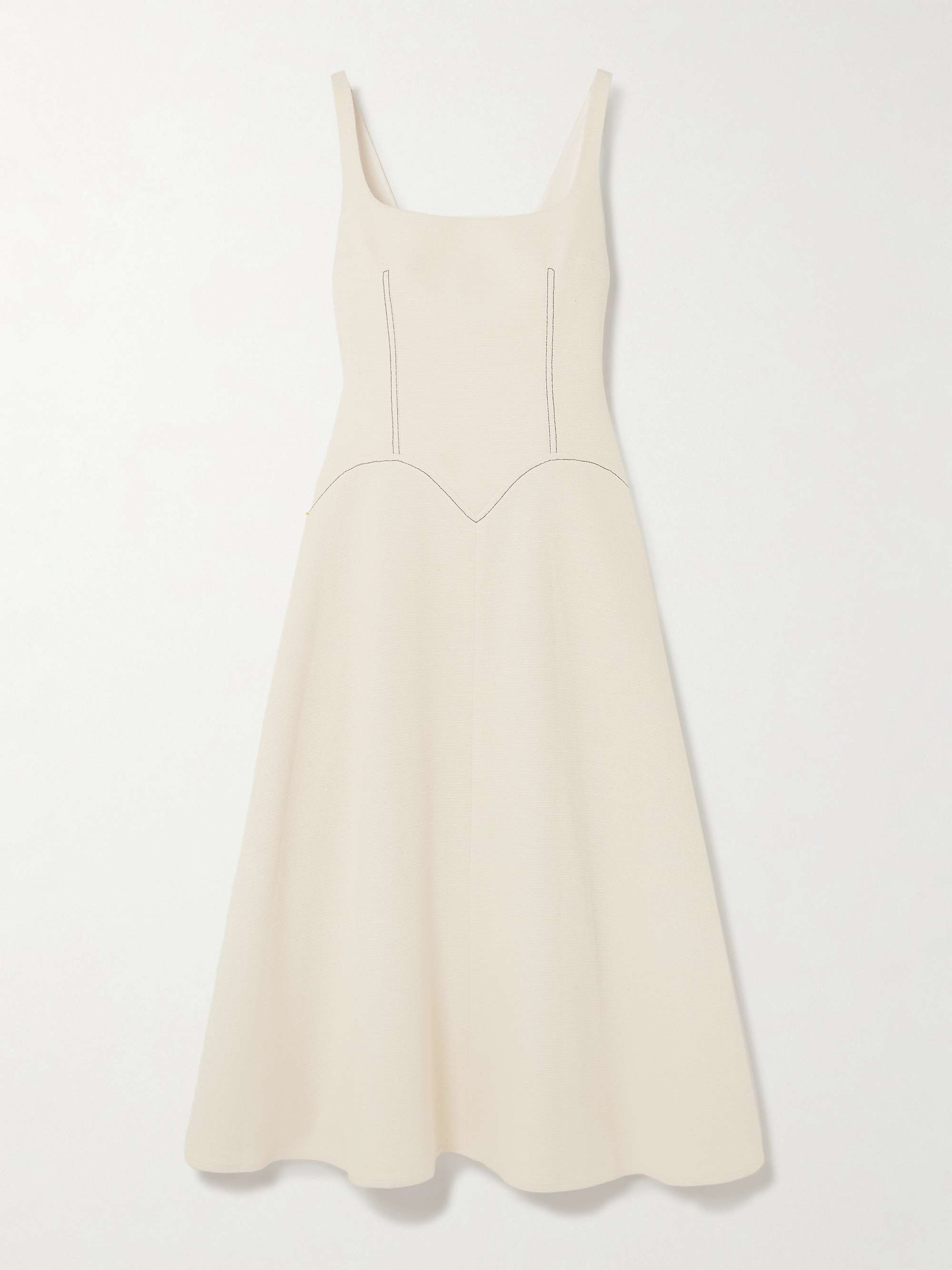 EMILIA WICKSTEAD Topstitched cotton-blend midi dress | NET-A EMILIA WICKSTEAD Topstitched cotton-blend midi dress | NET-A