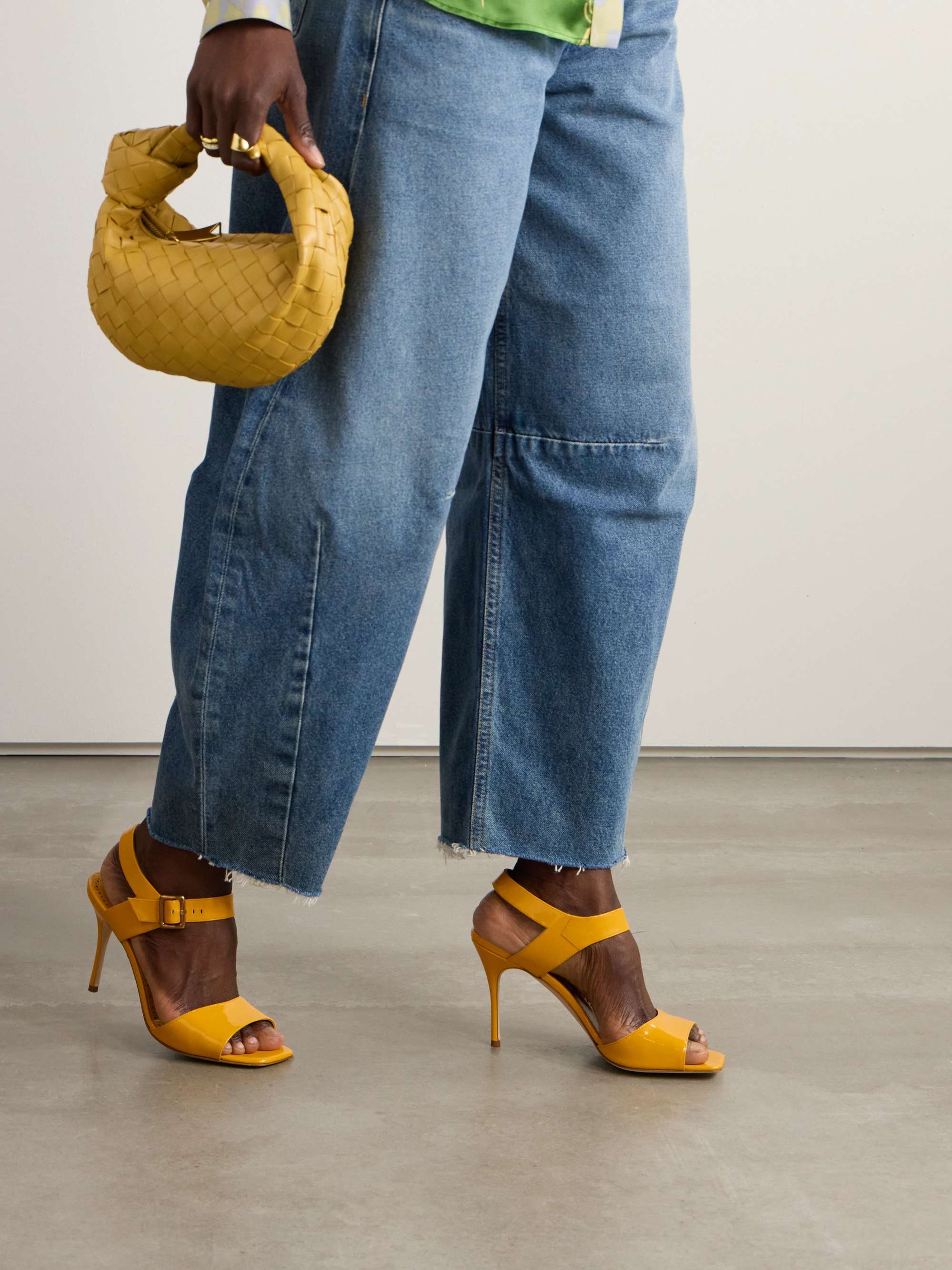 MANOLO BLAHNIK Fairu 90 patent-leather sandals | NET-A-PORTER