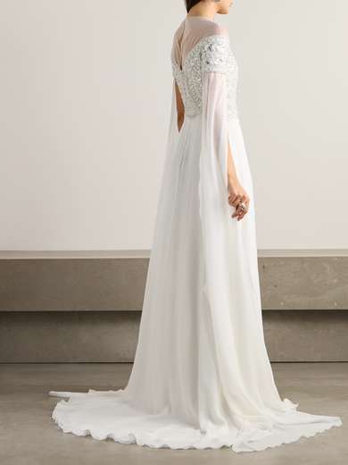 GEORGES HOBEIKA Tulle-trimmed embellished georgette gown | NET-A-PORTER