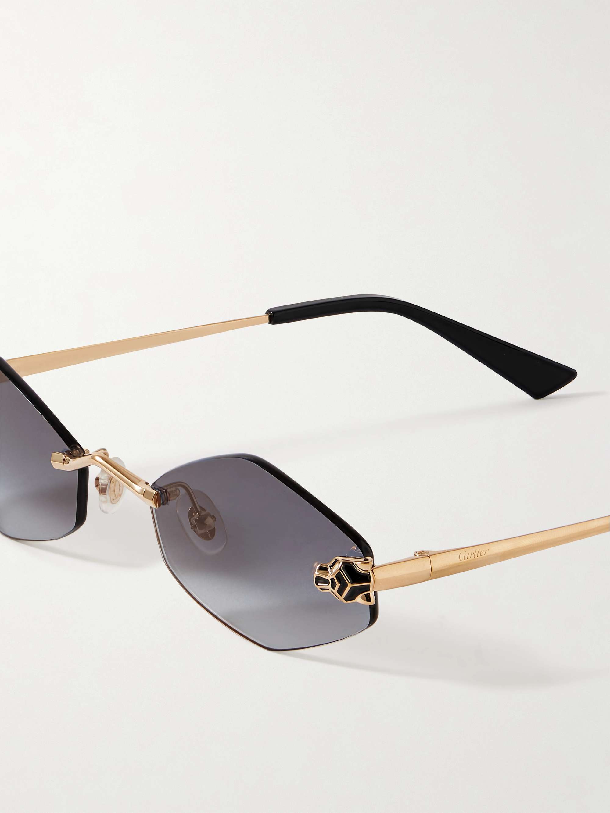 CARTIER EYEWEAR Panthère hexagon-frame gold-tone sunglasses | NET-A-PORTER